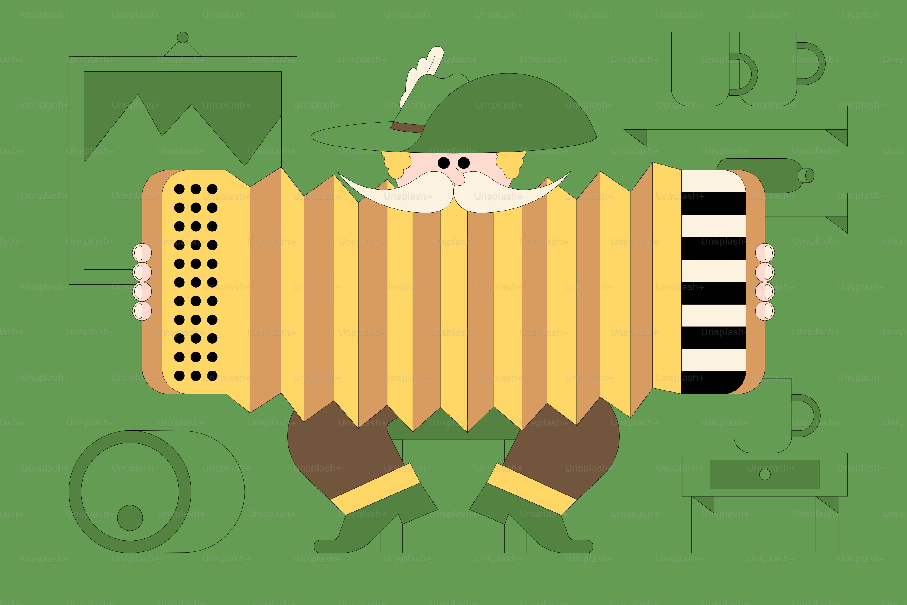 Una caricatura de un hombre tocando un acordeón vector – Imagen de ...