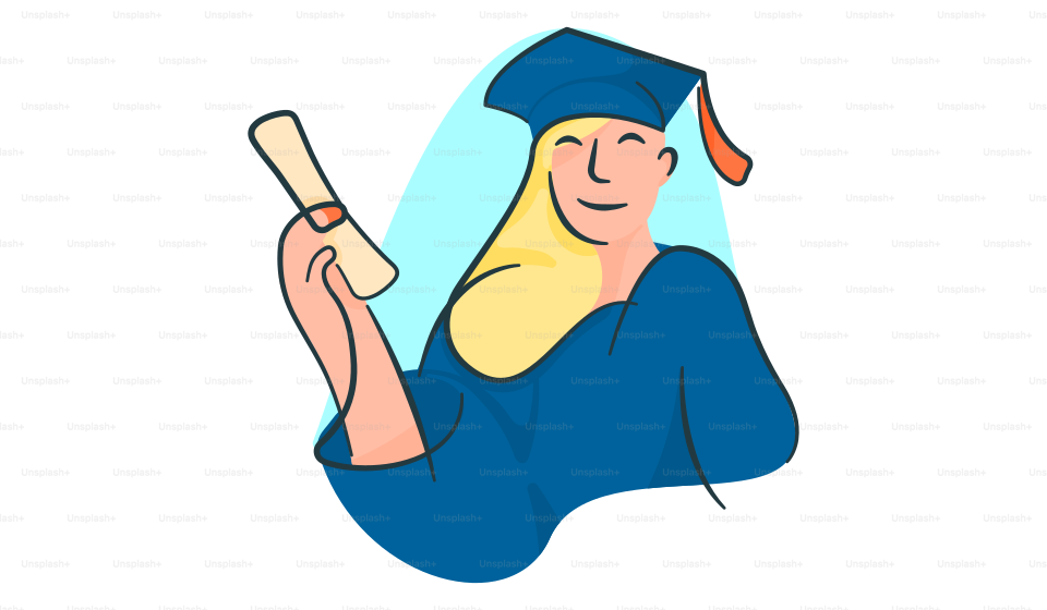 Una persona con toga de graduación sosteniendo un diploma vector ...