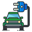 Vektor Mobil hijau yang diisi oleh pengisi daya listrik – Gambar Mobil ...