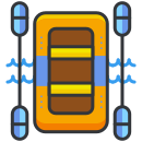 Uma foto de um barco com dois remos vetor – Imagem sobre Jangada salva ...