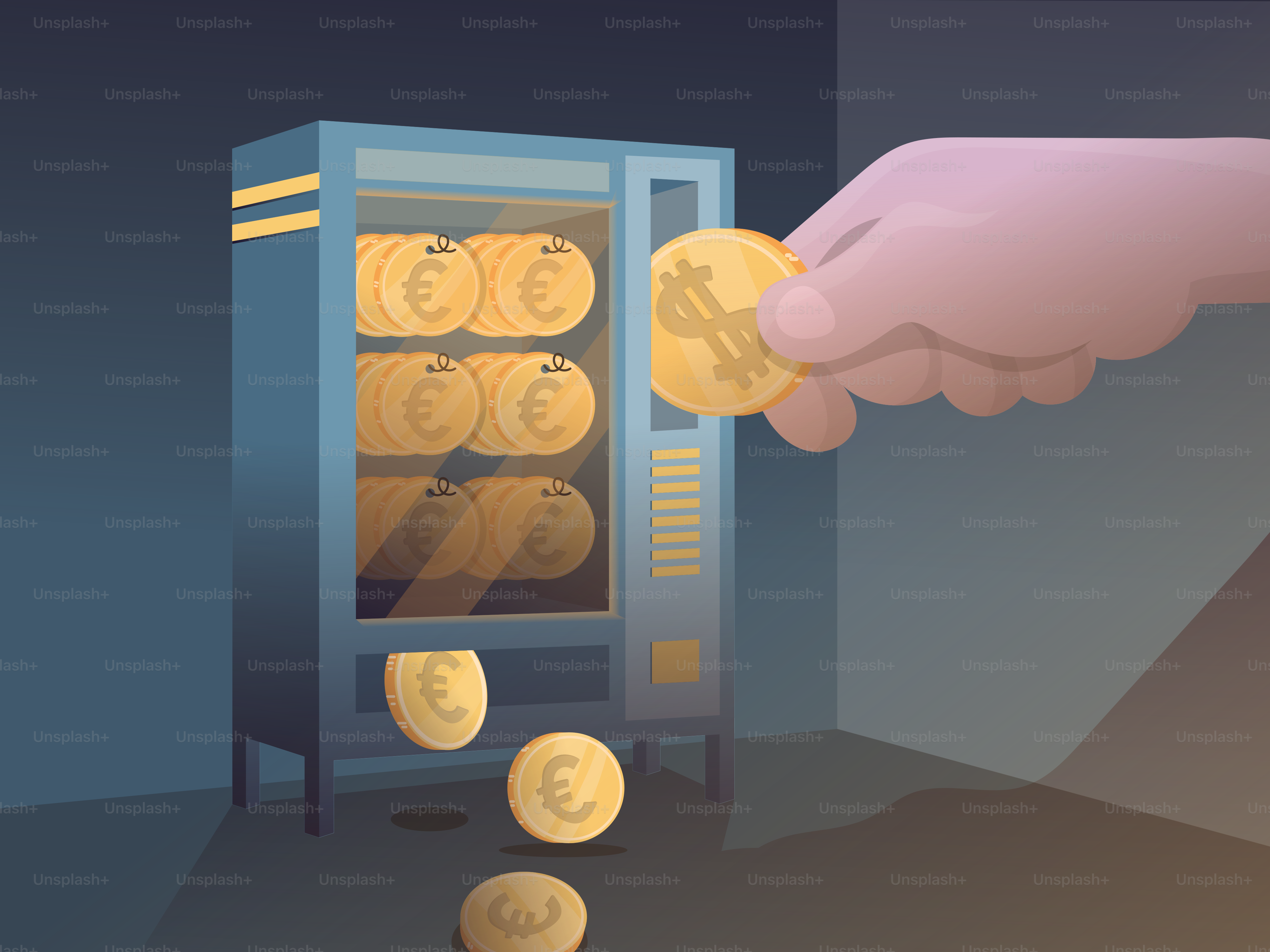 A person putting a coin into a coin machine vector – Money Image on ...