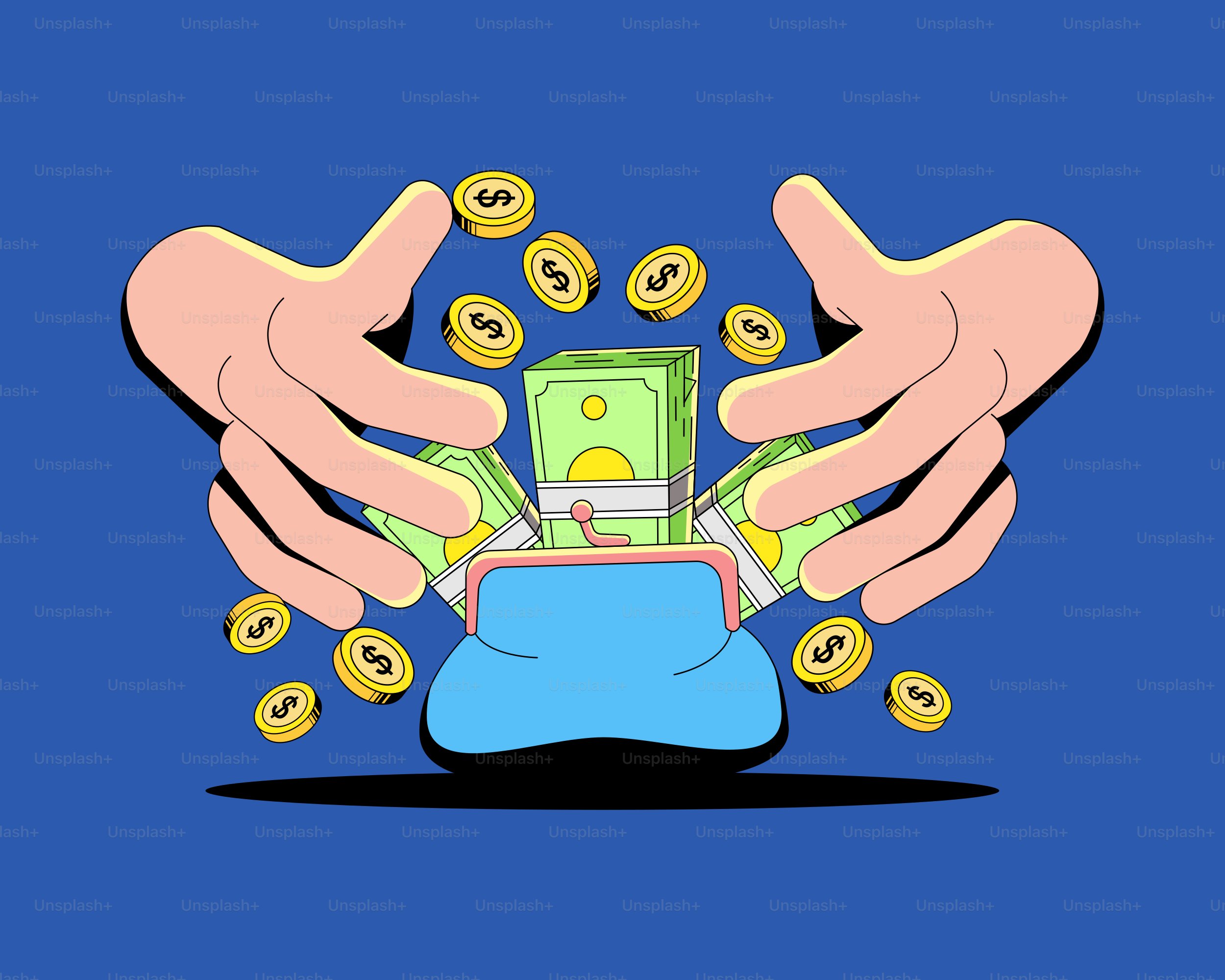 A person holding a wallet with money coming out of it vector – Finance ...