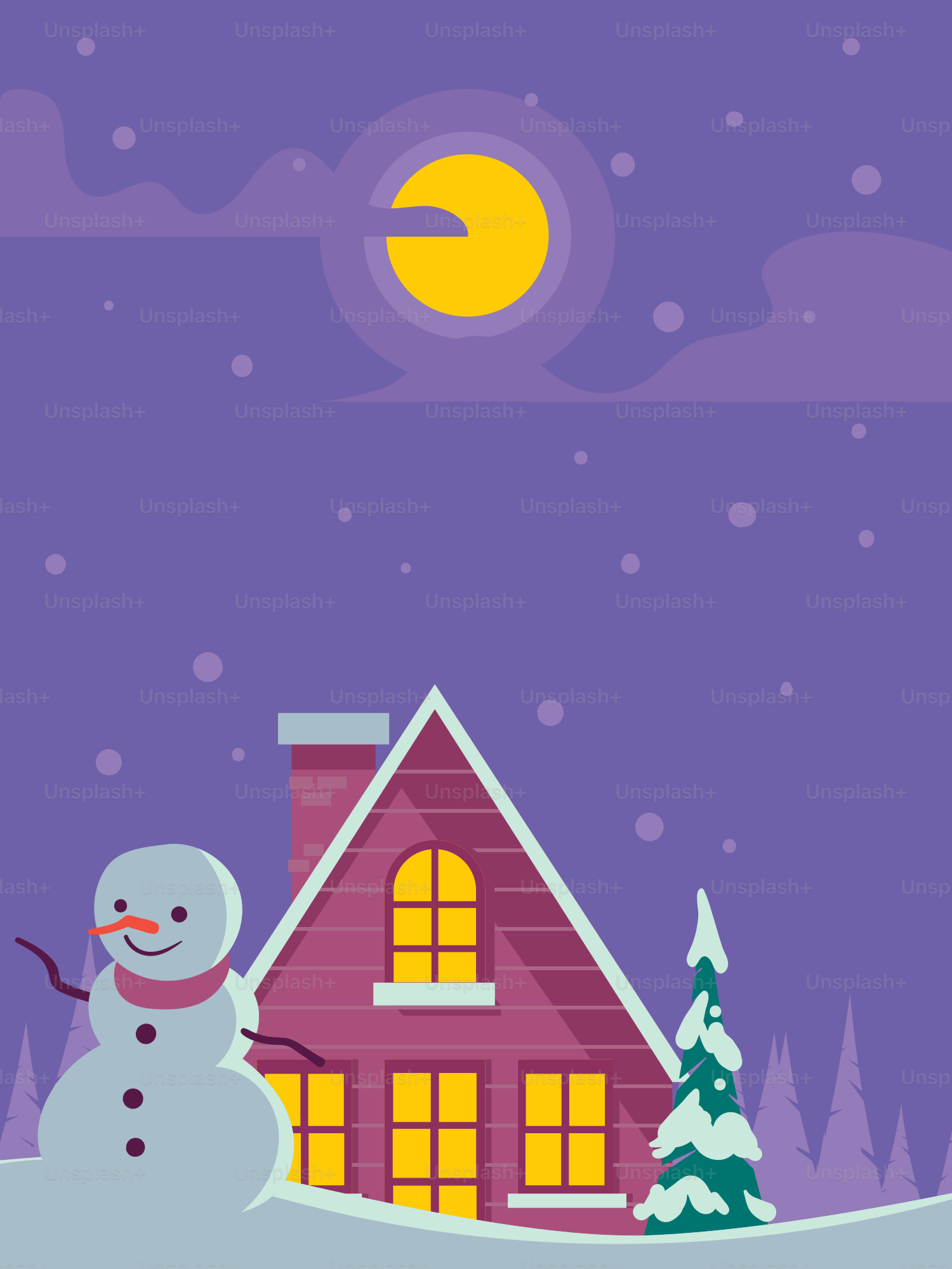 Um boneco de neve está parado na frente de uma casa vetor – Imagem ...