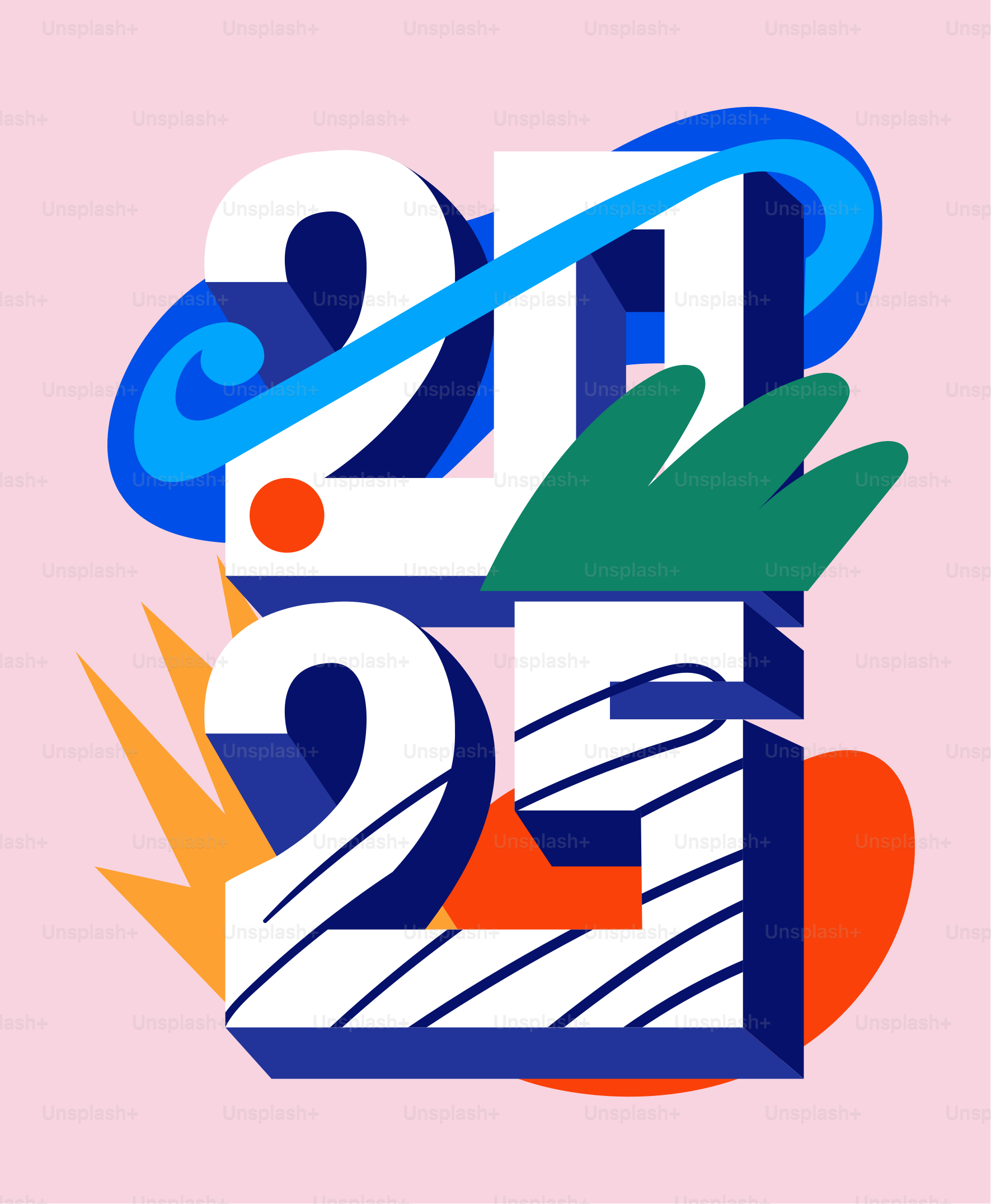 Un cartel colorido con el número veinte, veinte, veinte, veinte, veinte ...