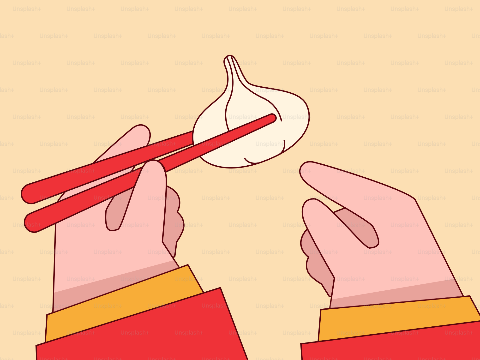 Two hands holding chopsticks over a bowl of food vector – Prosperity ...