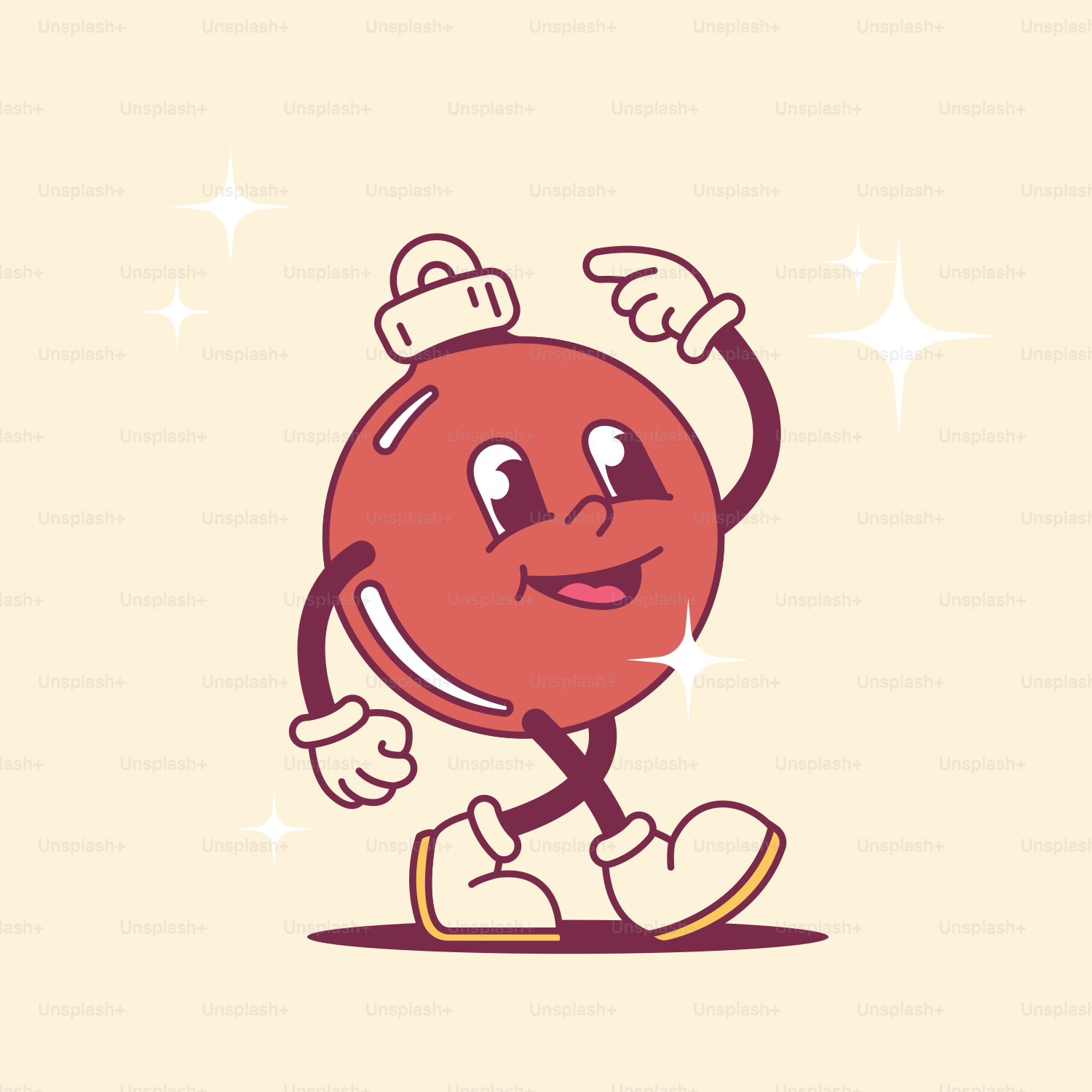 A red apple running with a smile on its face vector – Ornament Image on ...