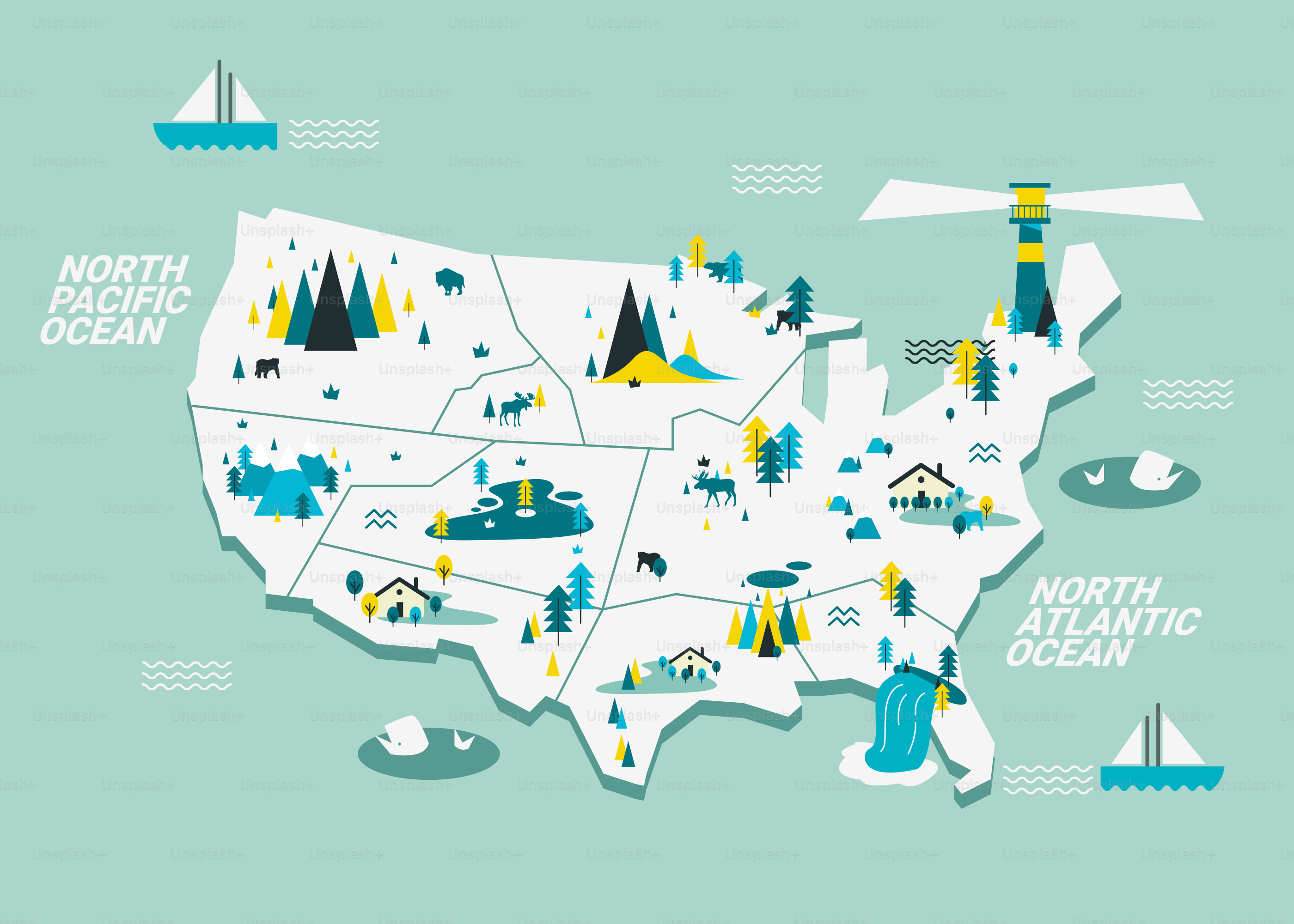 An illustrated map of the united states vector – Country map Image on ...