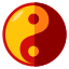 A red and yellow yin yang symbol on a white background vector ...