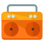 Um rádio laranja com dois alto-falantes em cima dele vetor – Imagem ...