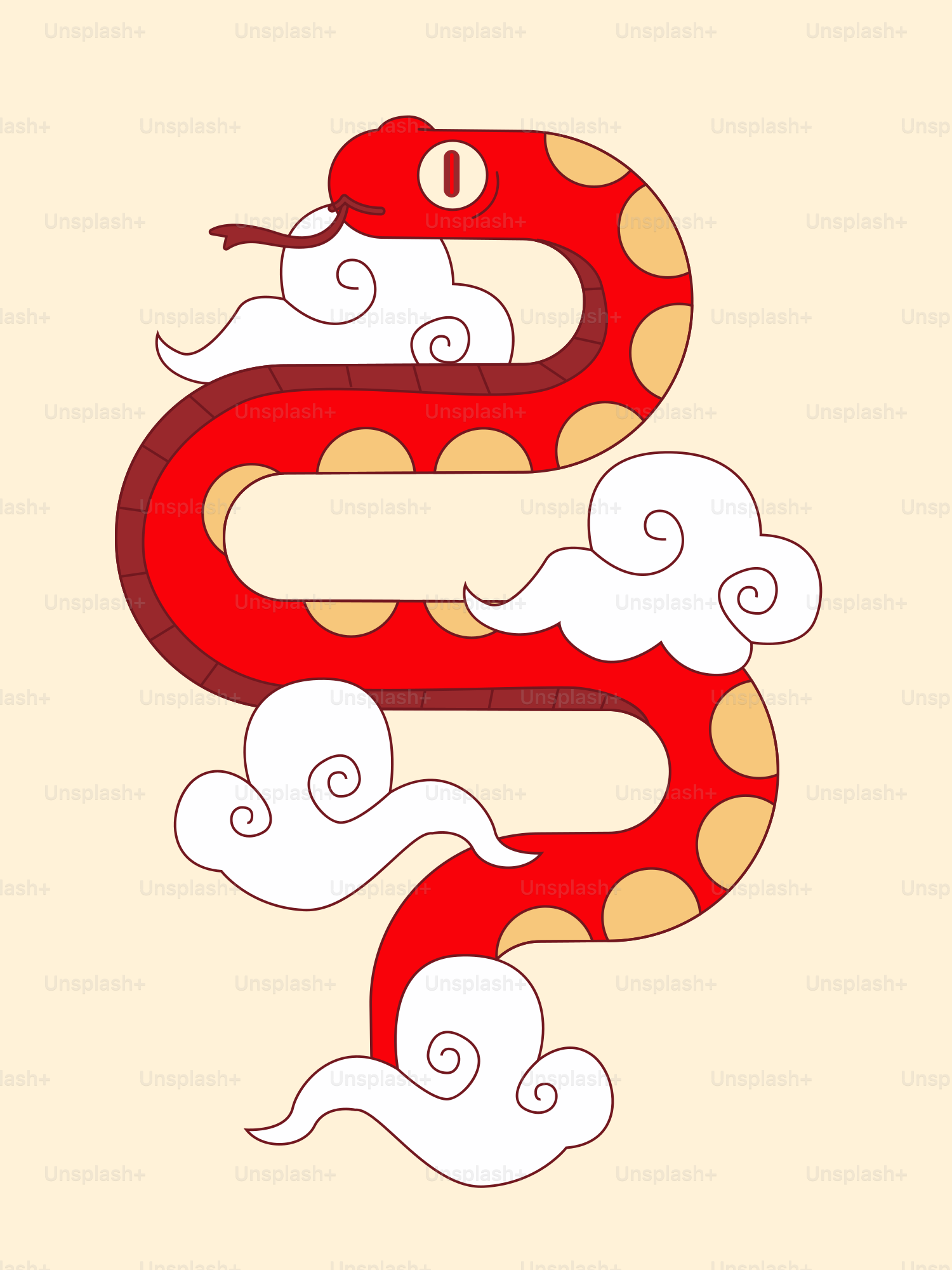A red and white snake with clouds in the background vector – Dragon ...