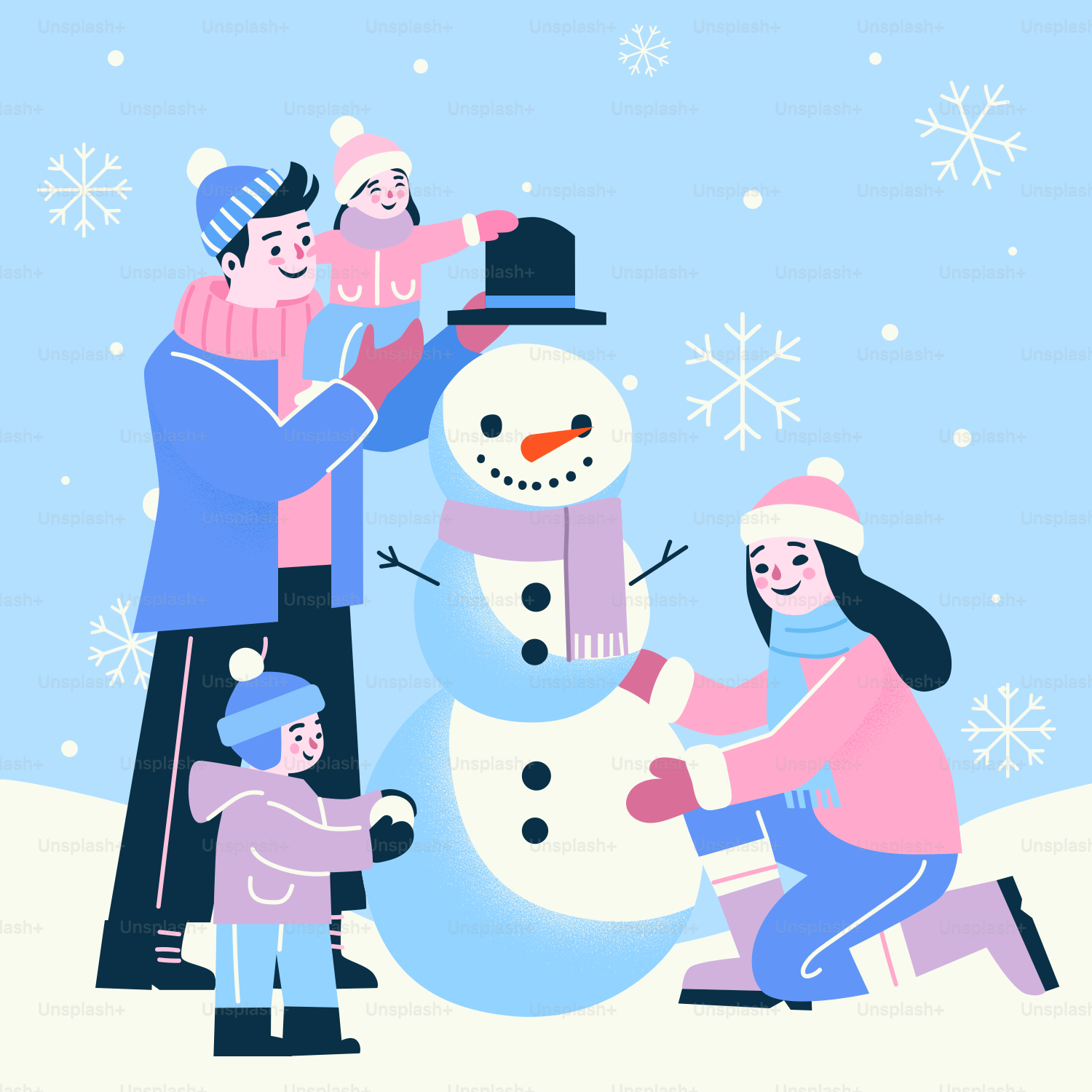 A family building a snowman in the snow vector – Winter Image on Unsplash