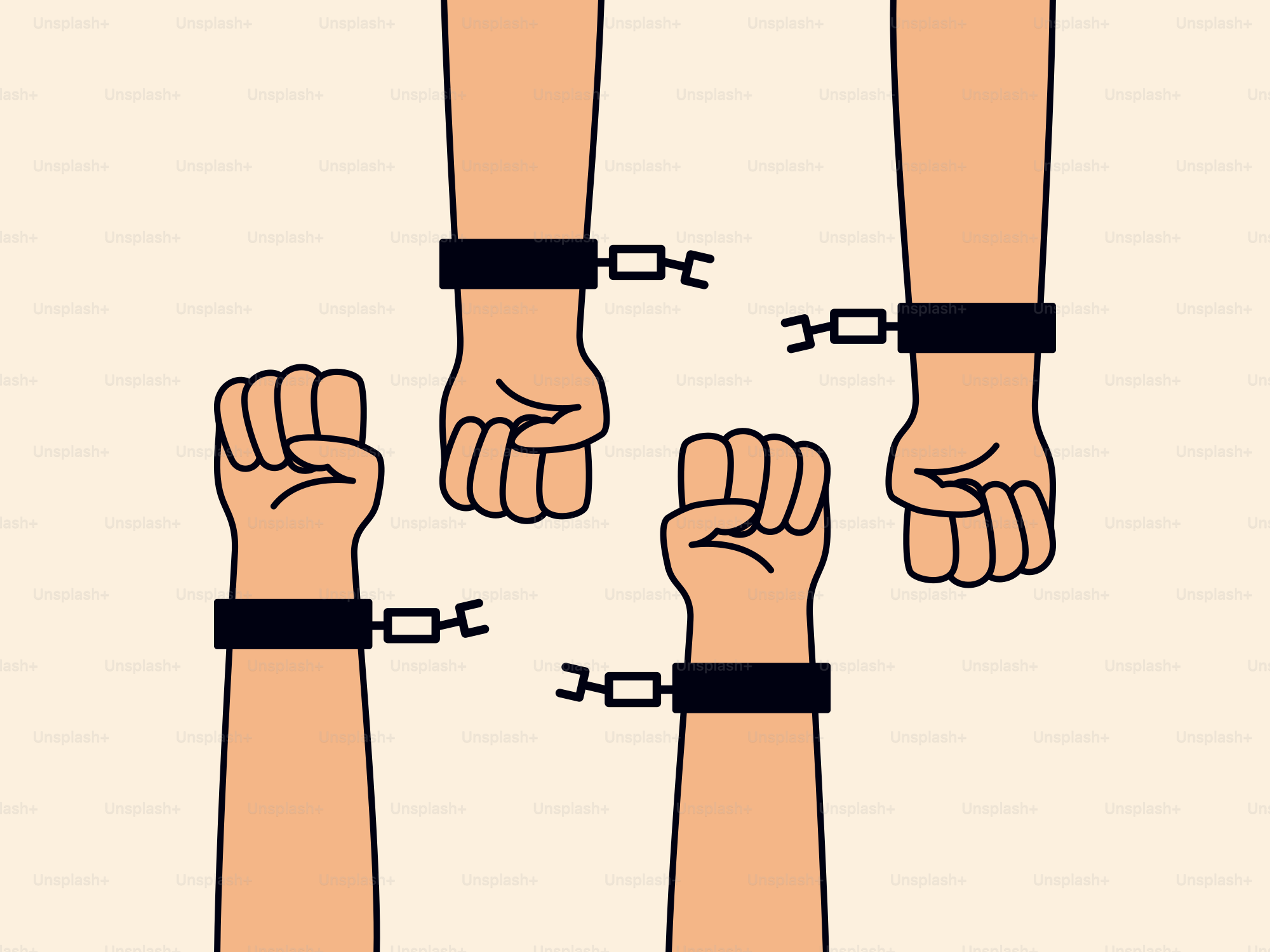 A poster with a bunch of hands holding a chain vector – Social justice ...