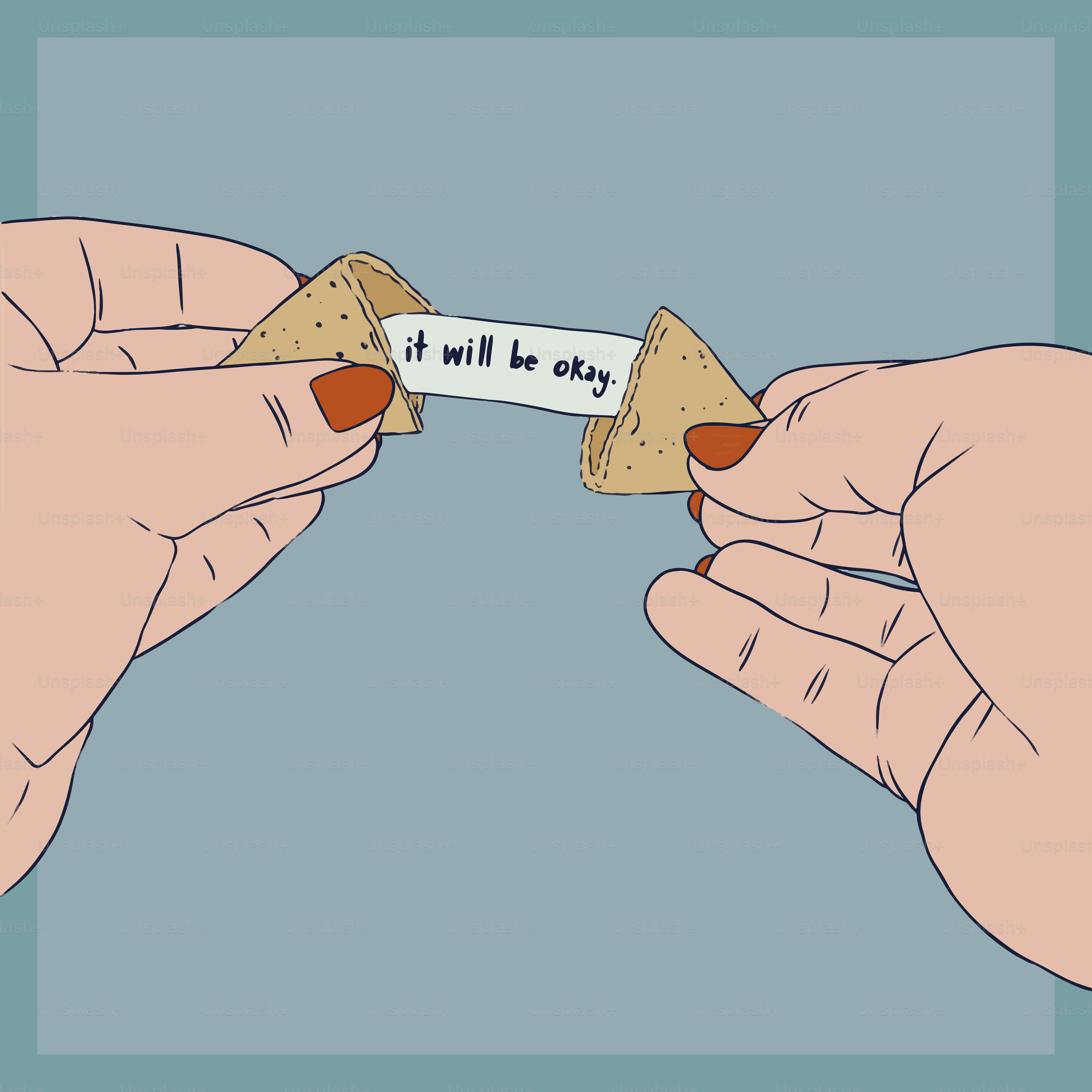 Dos manos sujetando un trozo de pan que dice que será fácil vector ...