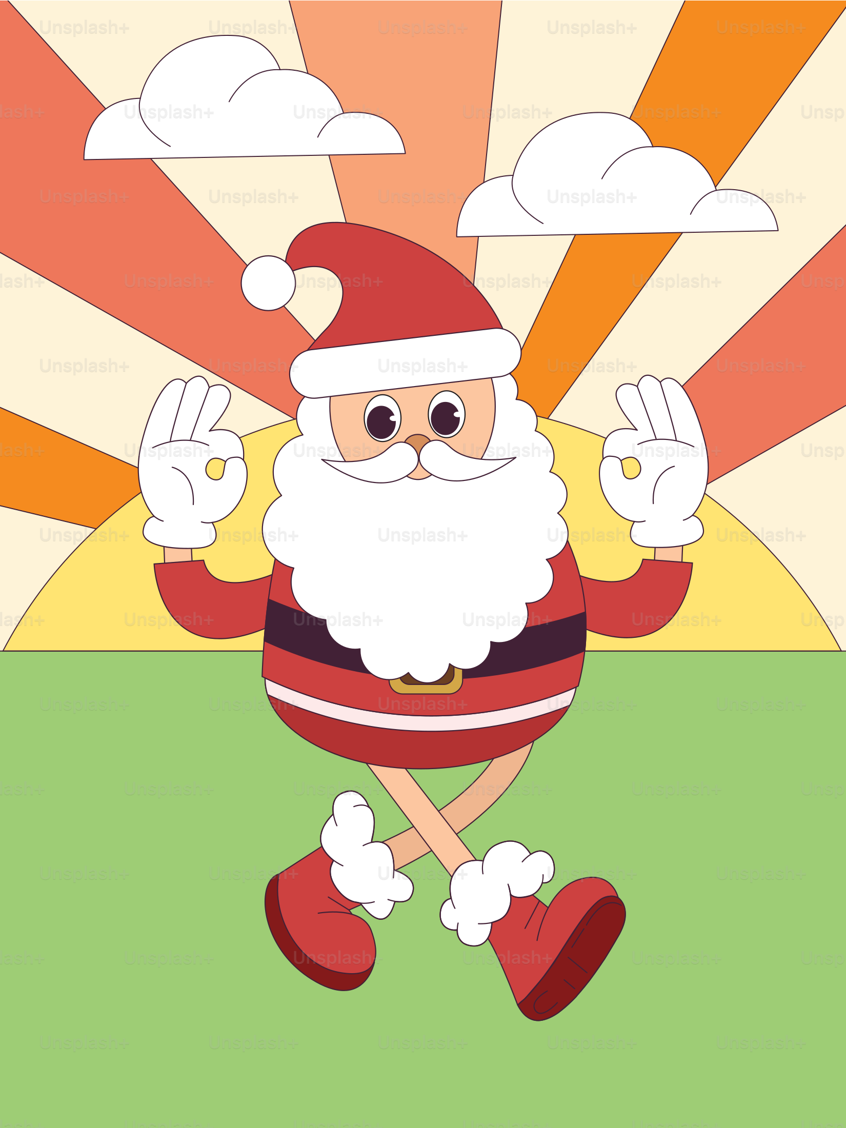 Un dibujo animado de Papá Noel en un día soleado vector – Imagen de ...