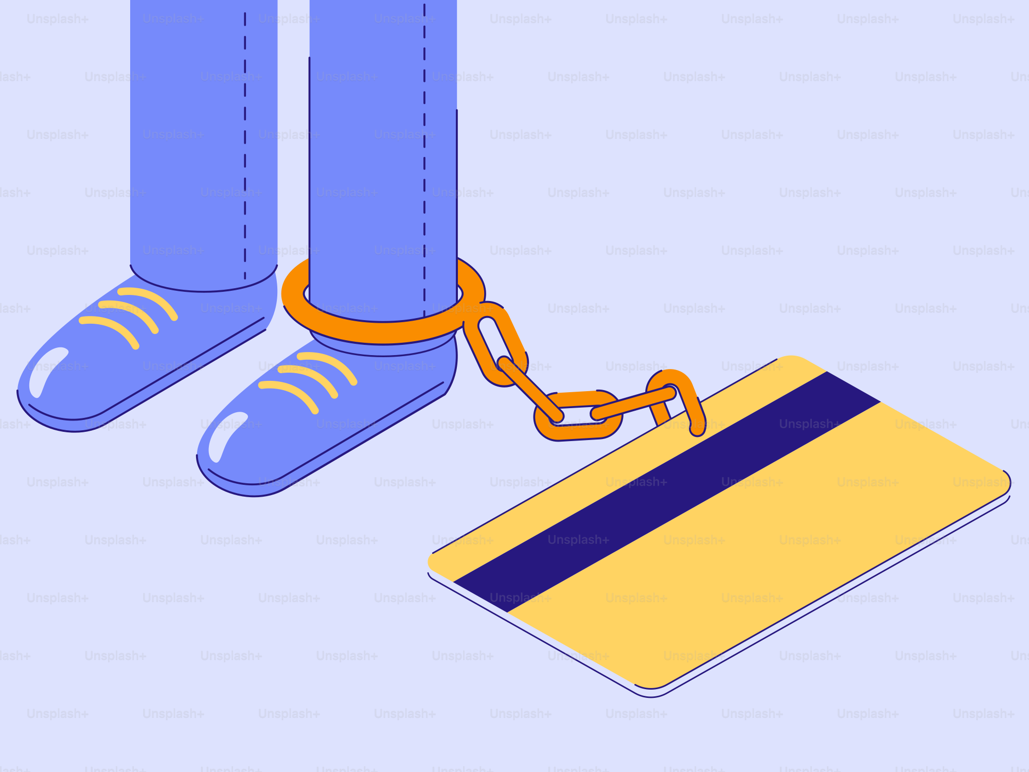 A pair of feet chained to a wallet vector – Illustration Image on Unsplash