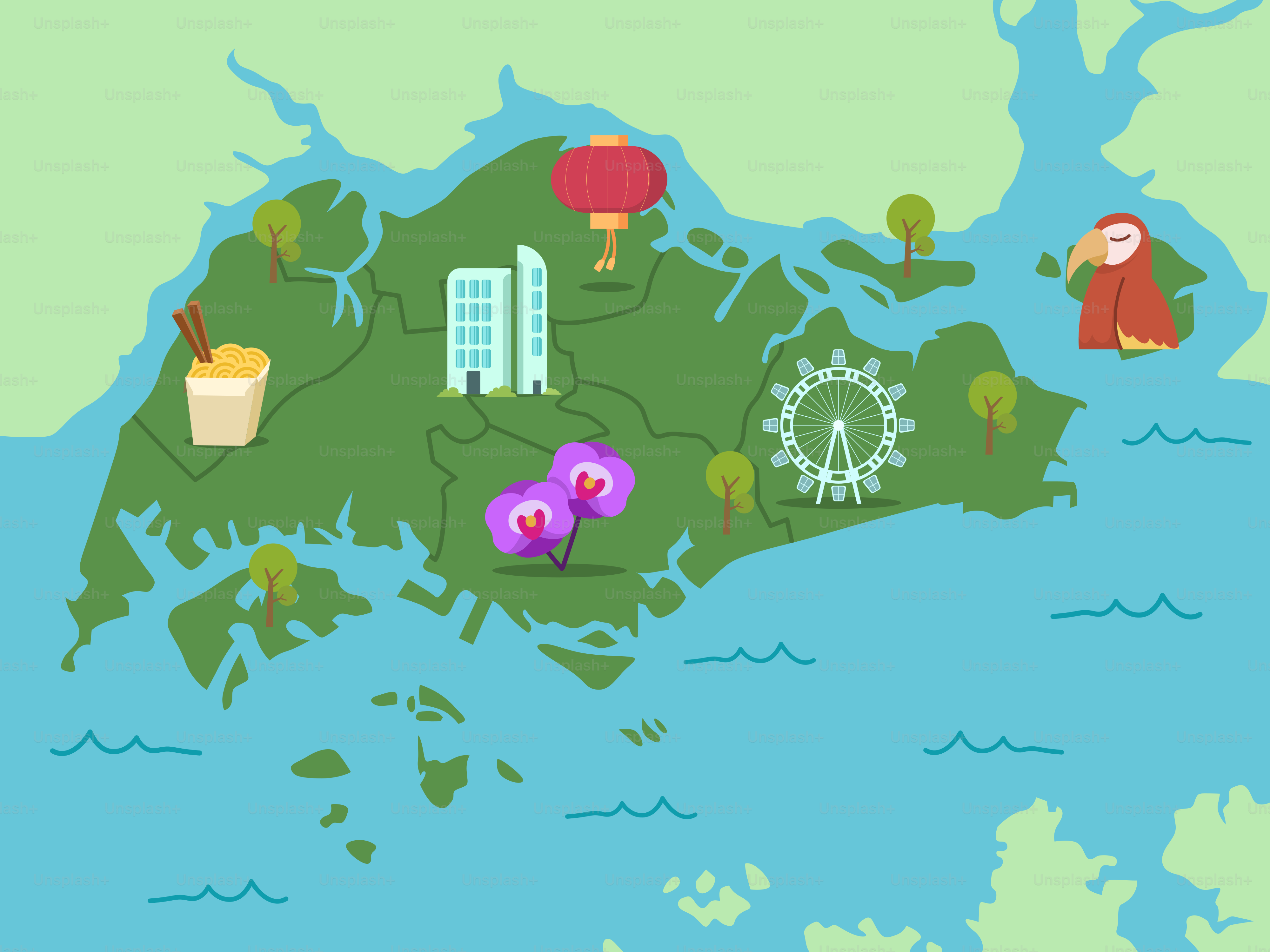 A map of the united states with a lot of different things on it vector ...