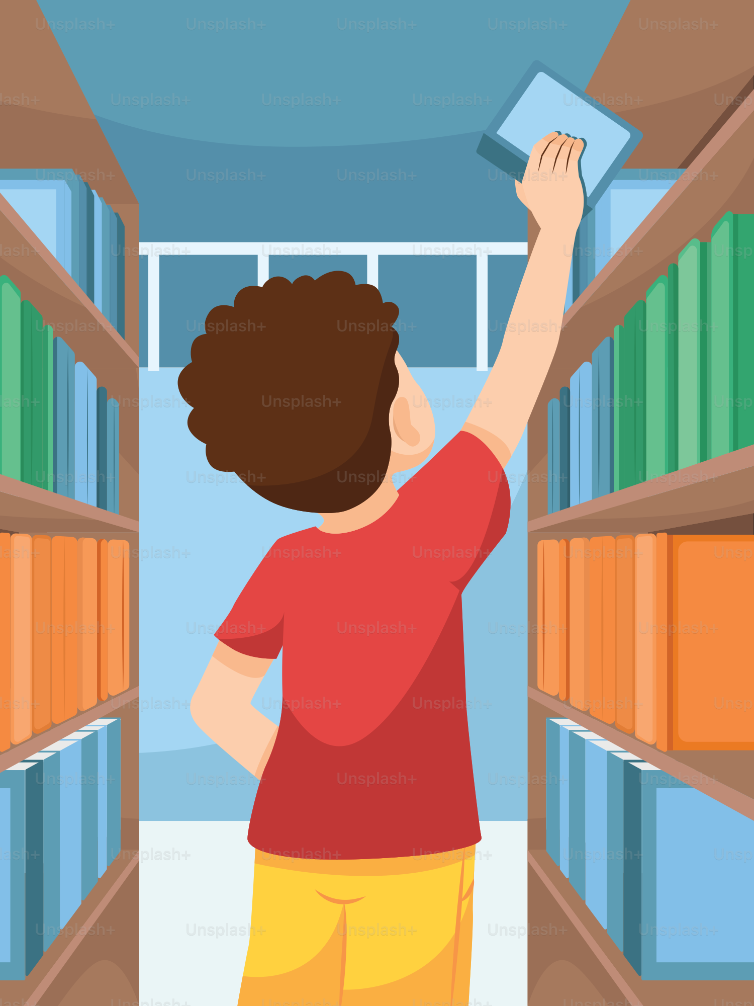 A person standing in front of a book shelf vector – Knowledge Image on ...