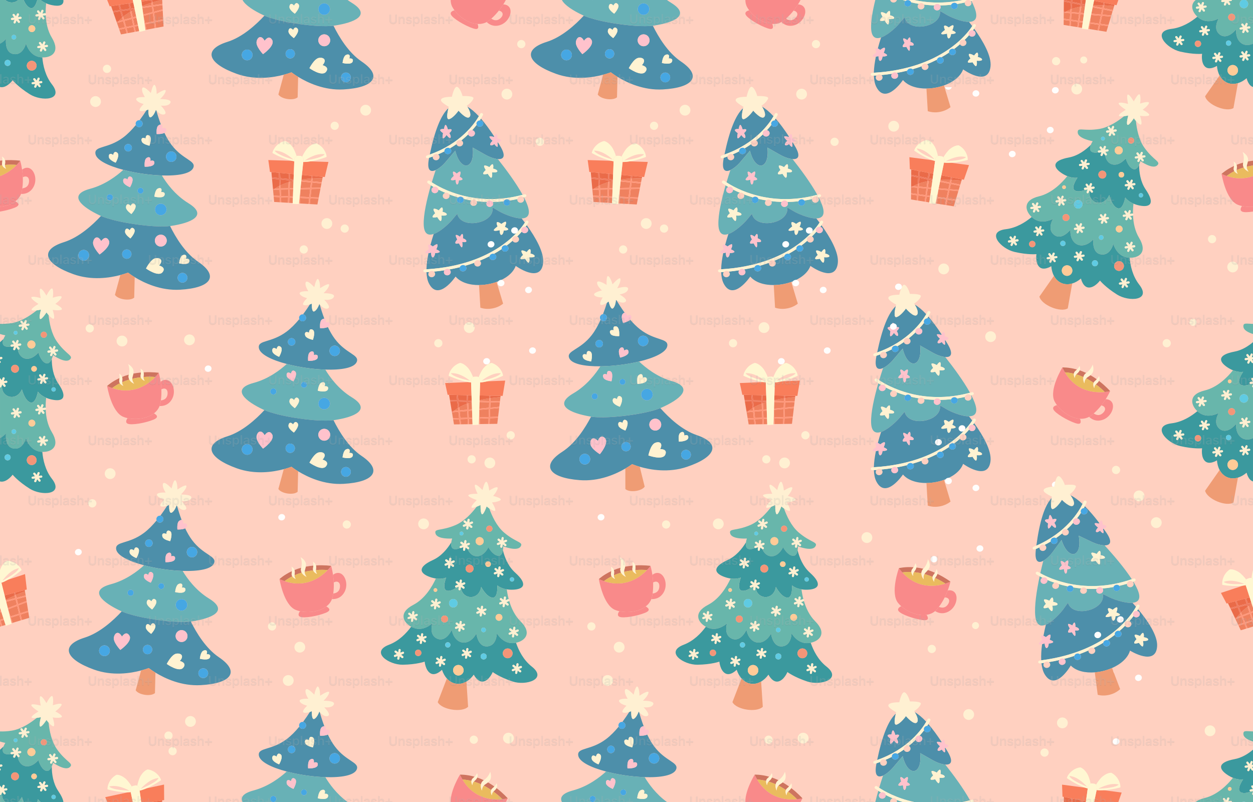 Un patrón de árboles de Navidad sobre fondo rosa vector – Imagen de ...