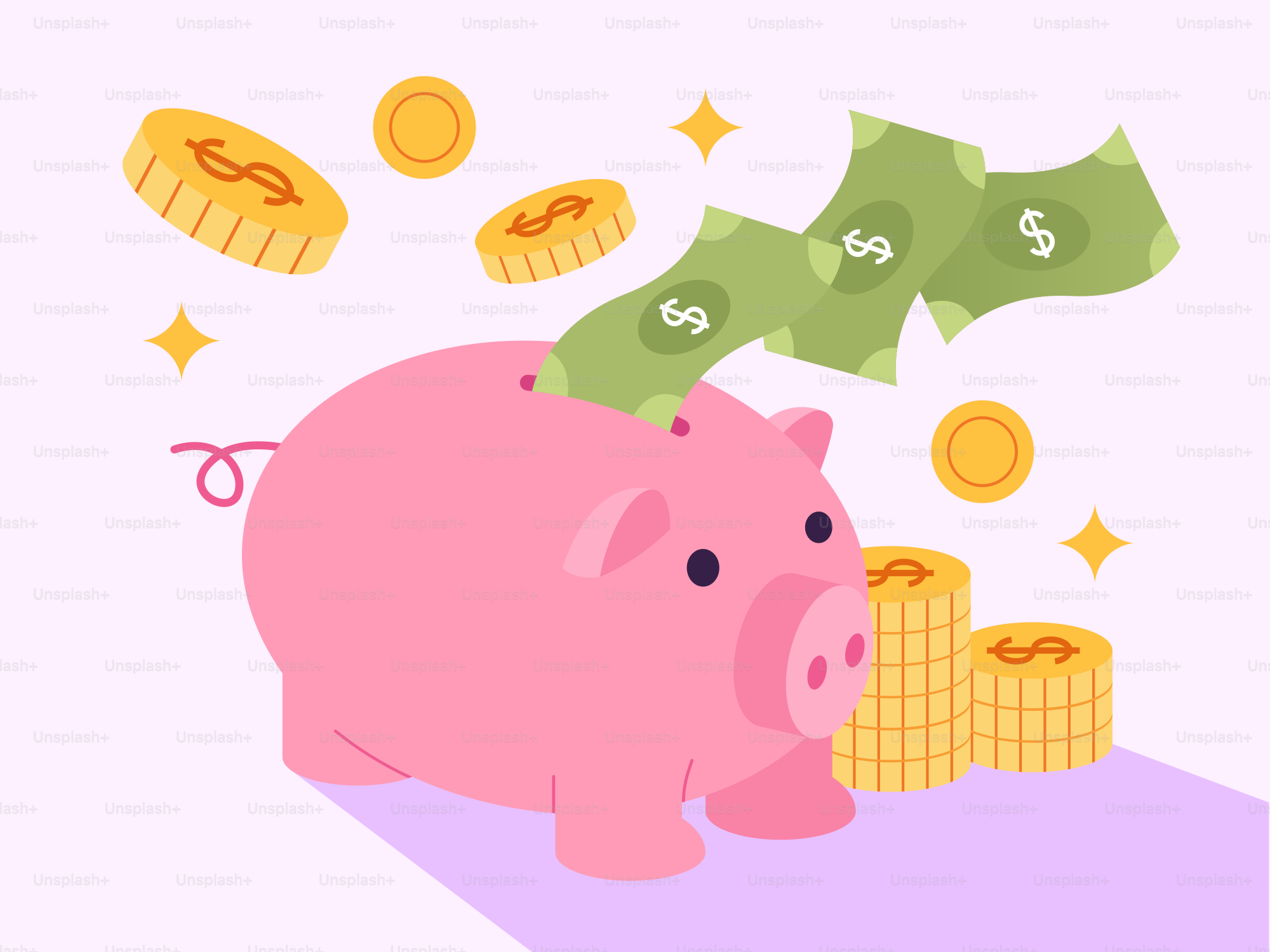 A piggy bank with money coming out of it vector – Money Image on Unsplash