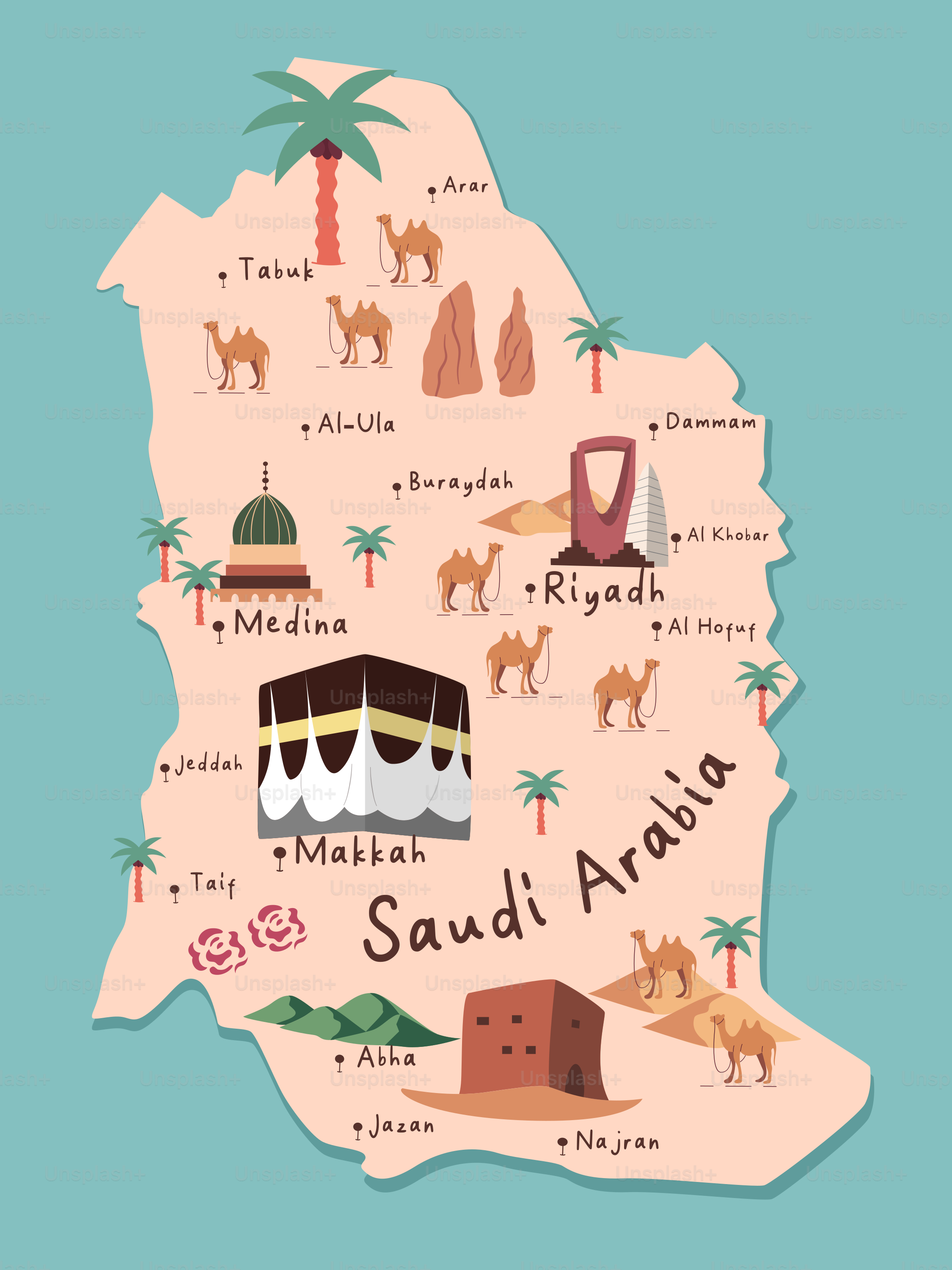 A map of the country of saudi vector – Country map Image on Unsplash