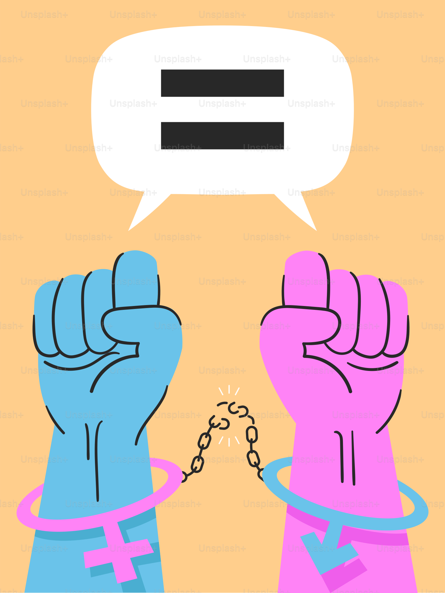 Two hands chained to chains with a speech bubble above them vector ...