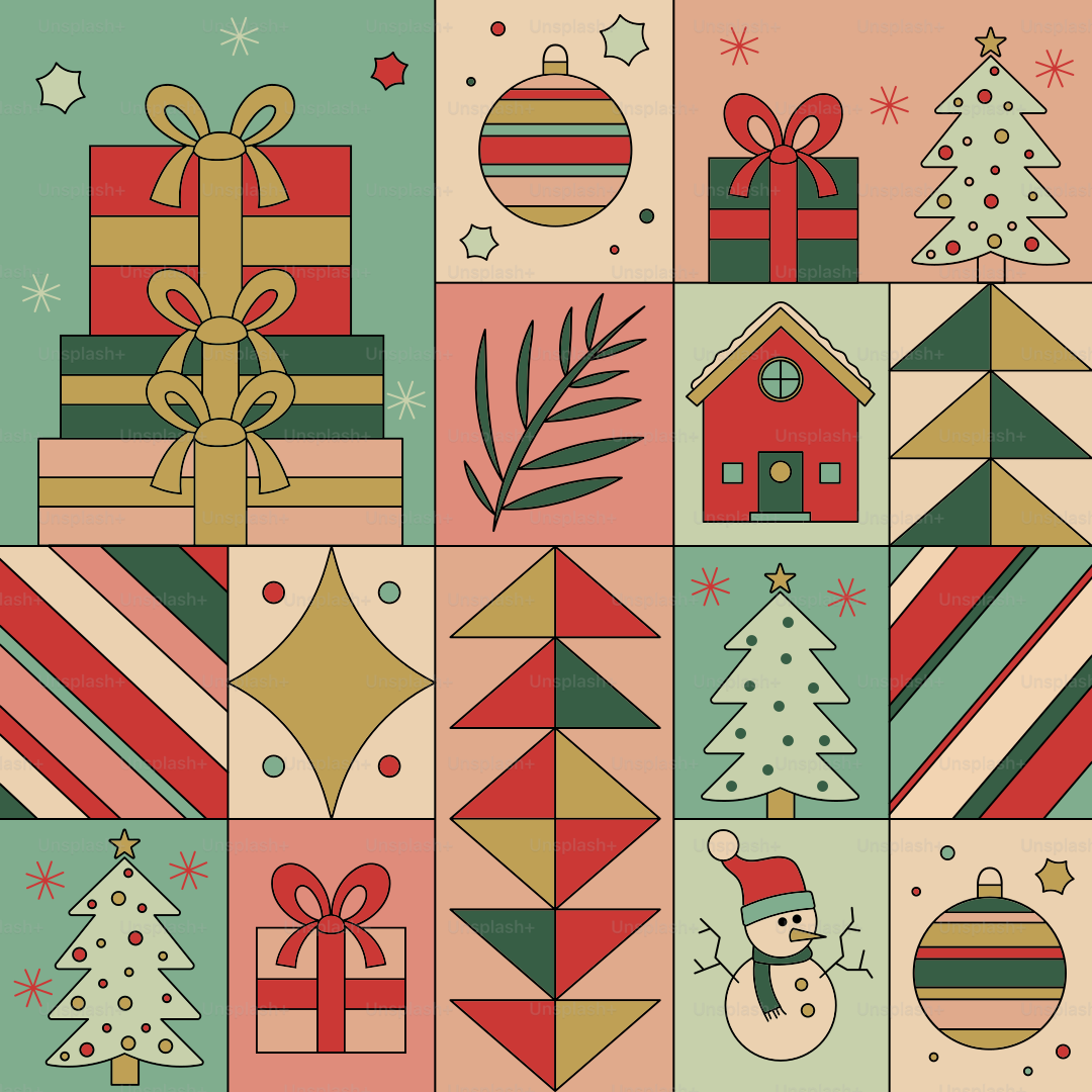 A colorful christmas pattern with presents and trees vector – Pattern ...