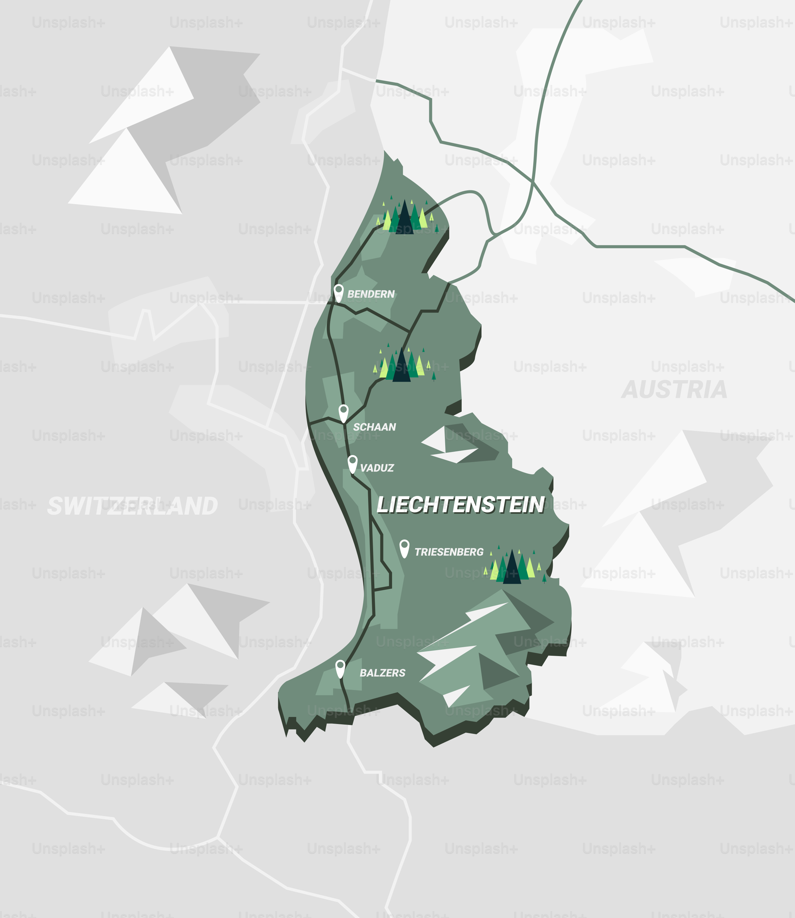 Un mapa de Suiza con todas las principales ciudades vector – Imagen de ...