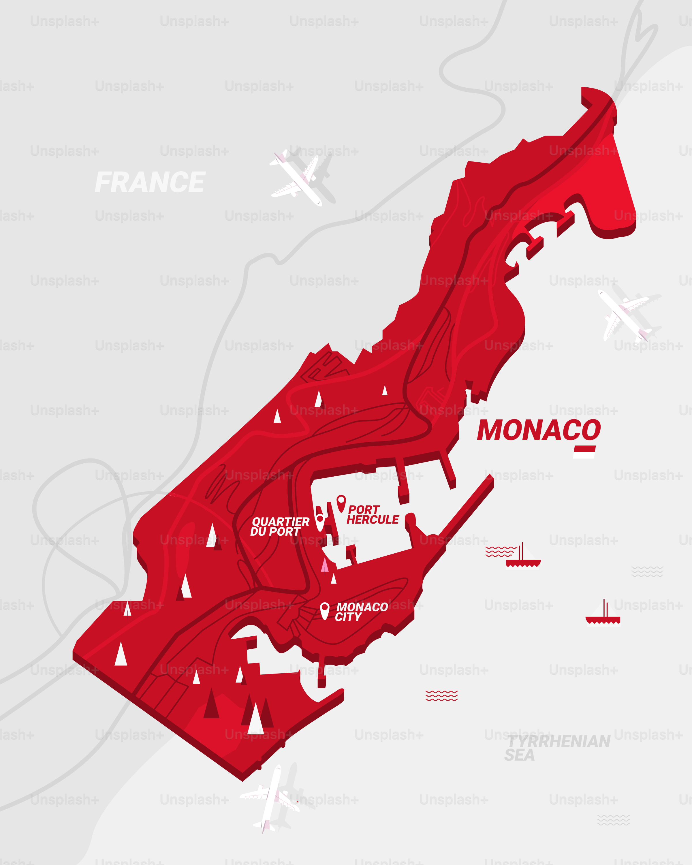 Un mapa de Mónaco que muestra la ubicación del aeropuerto vector ...