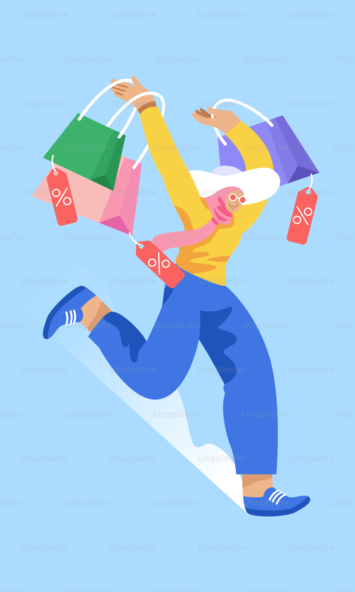 Un grupo de personas que sostenen bolsas de la compra con un símbolo de ...