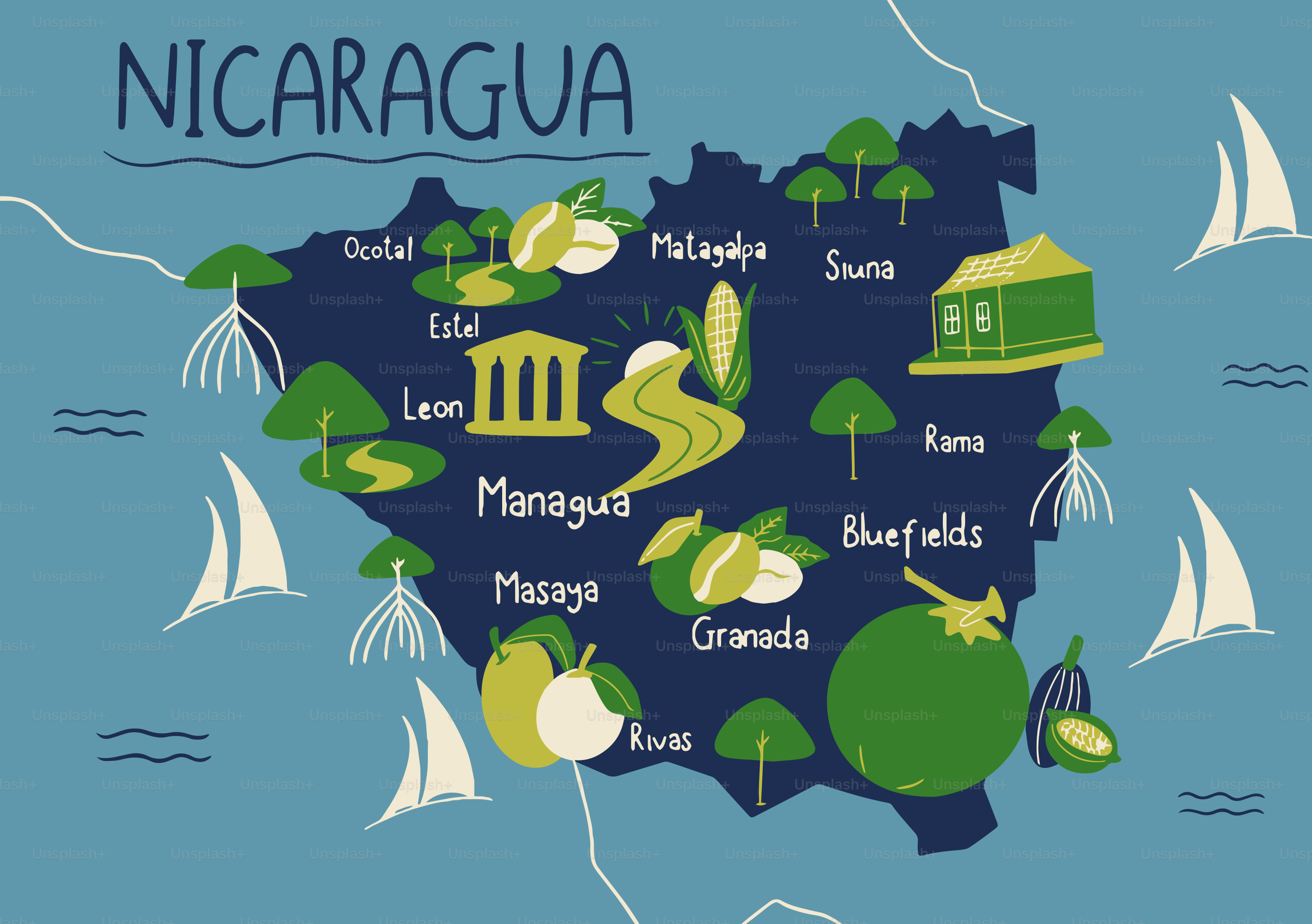 Un mapa del país de Nicaragua vector – Imagen de Mapa en Unsplash