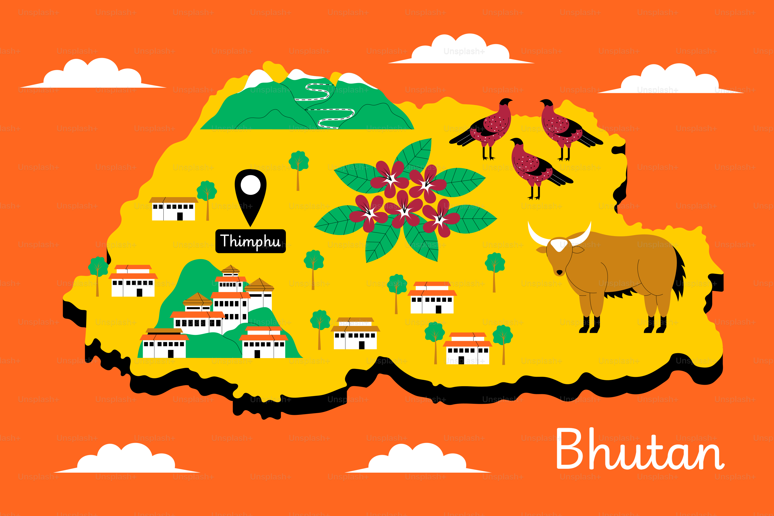 Um mapa do estado do Butão vetor – Imagem sobre Geografia na Unsplash