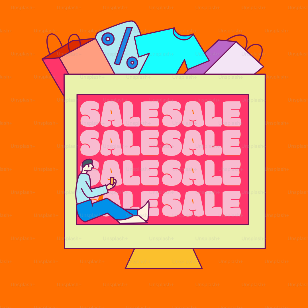 Una pantalla de ordenador con un cartel de oferta vector – Imagen de ...