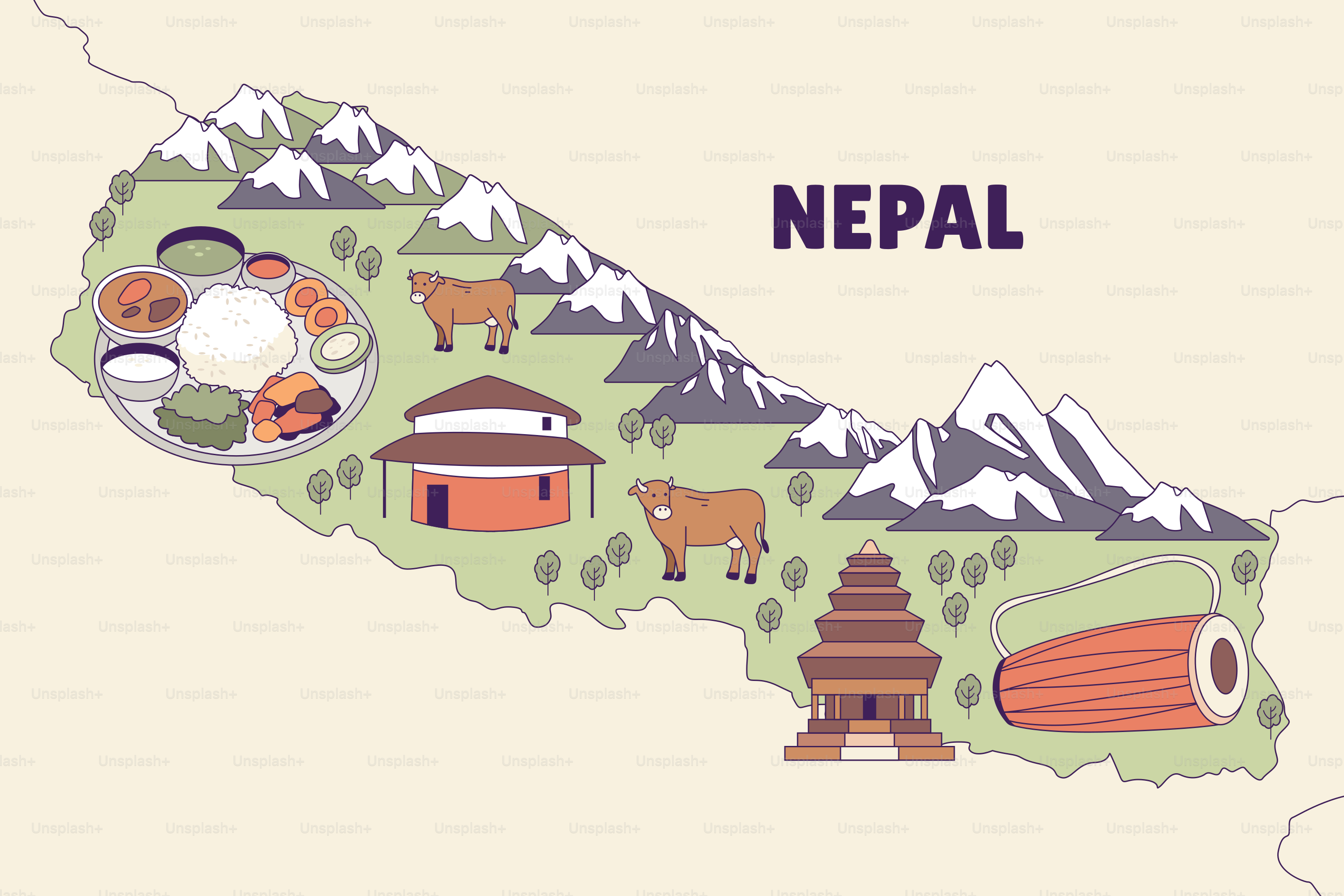 A map of nepal with a lot of things on it vector – Nepal Image on Unsplash