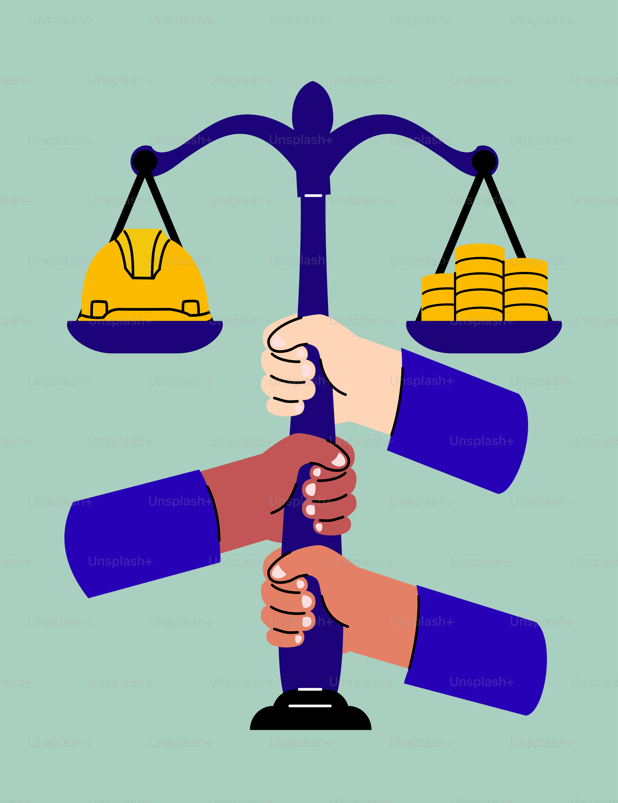 Un par de manos sosteniendo una balanza con dinero vector – Imagen de ...