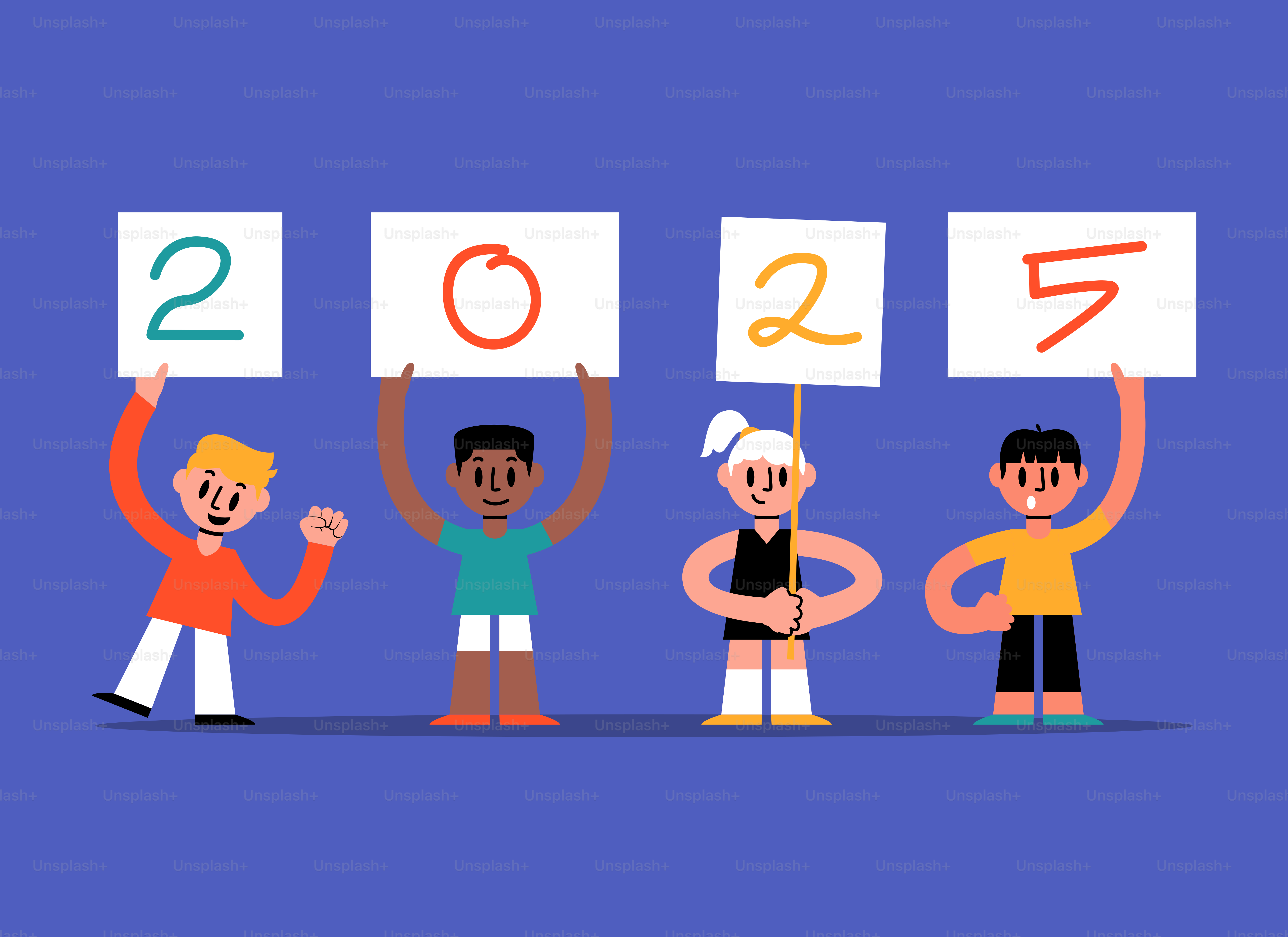 Un grupo de personas con carteles con números vector – Imagen de Año ...