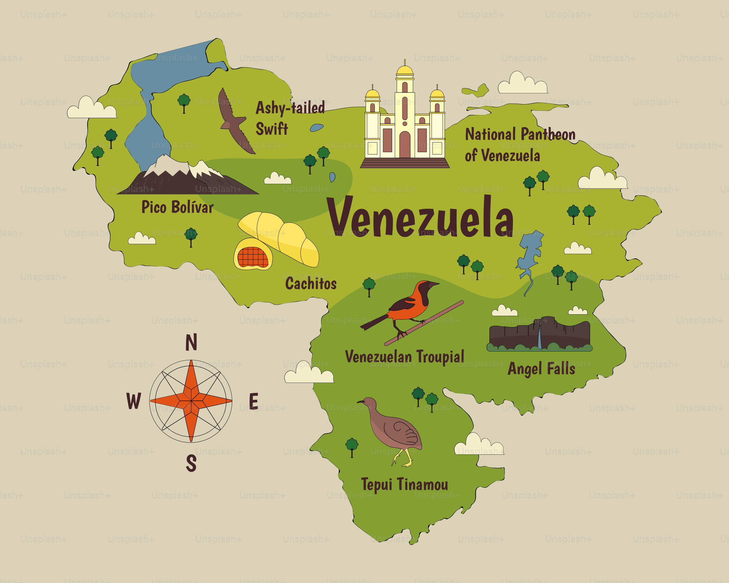 Un mapa de venezuela con todas las ciudades principales vector – Imagen ...
