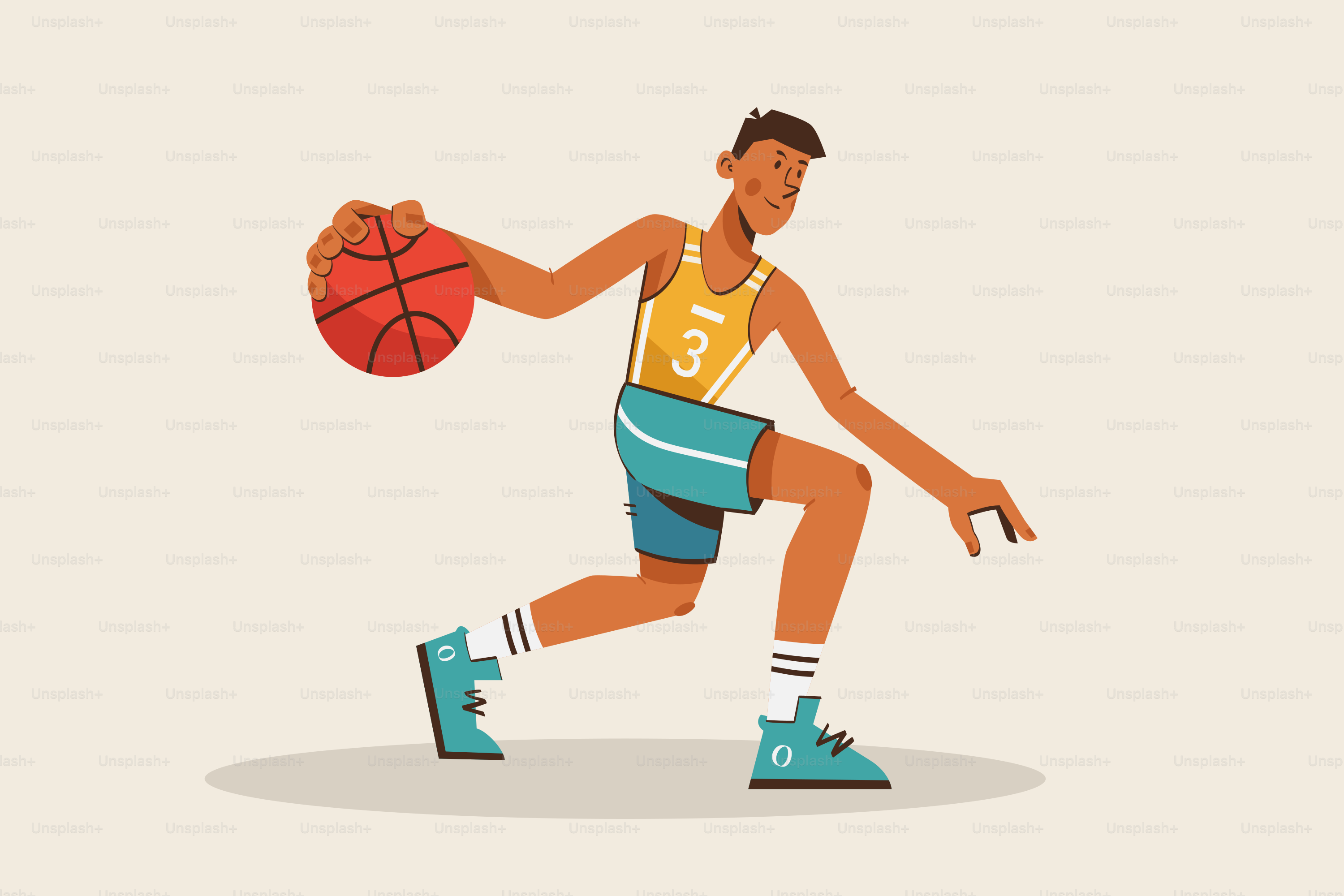 A basketball player dribbling a basketball with his right hand vector ...