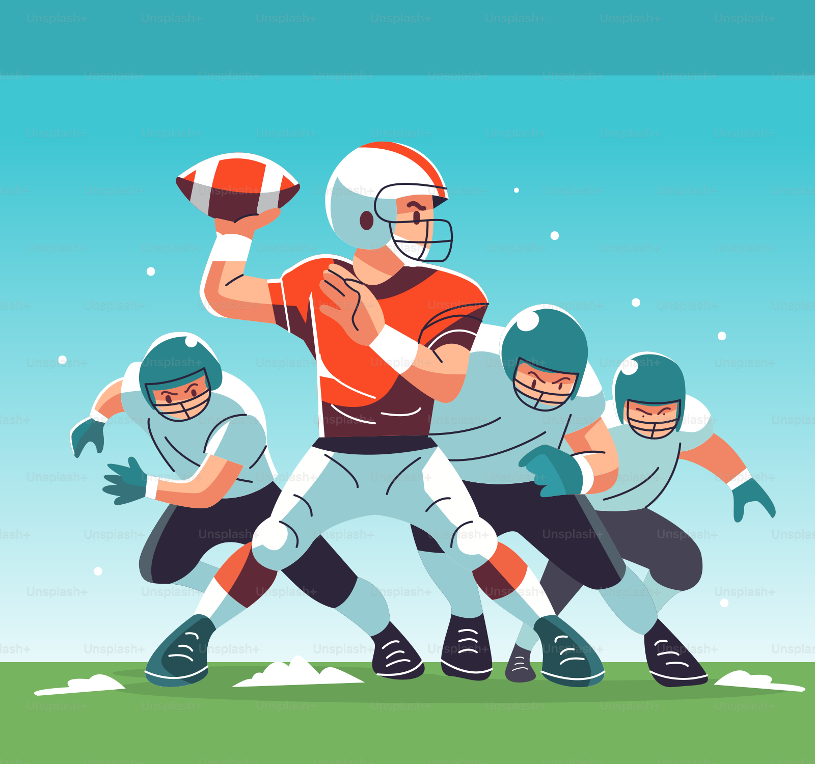 A cartoon of a football player throwing a ball vector – Athletic ...