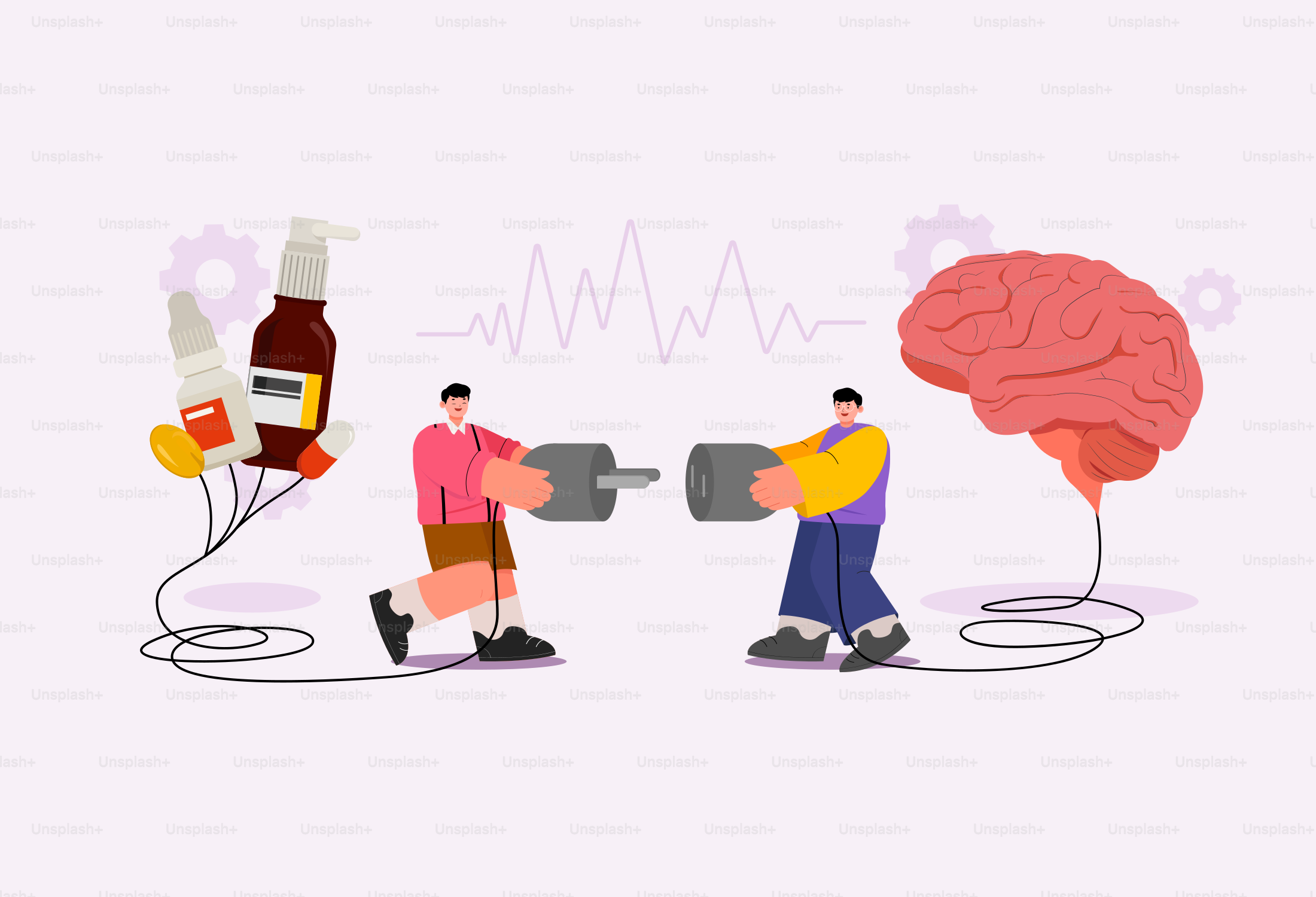 A group of people with a bottle of beer and a brain vector – Depression ...