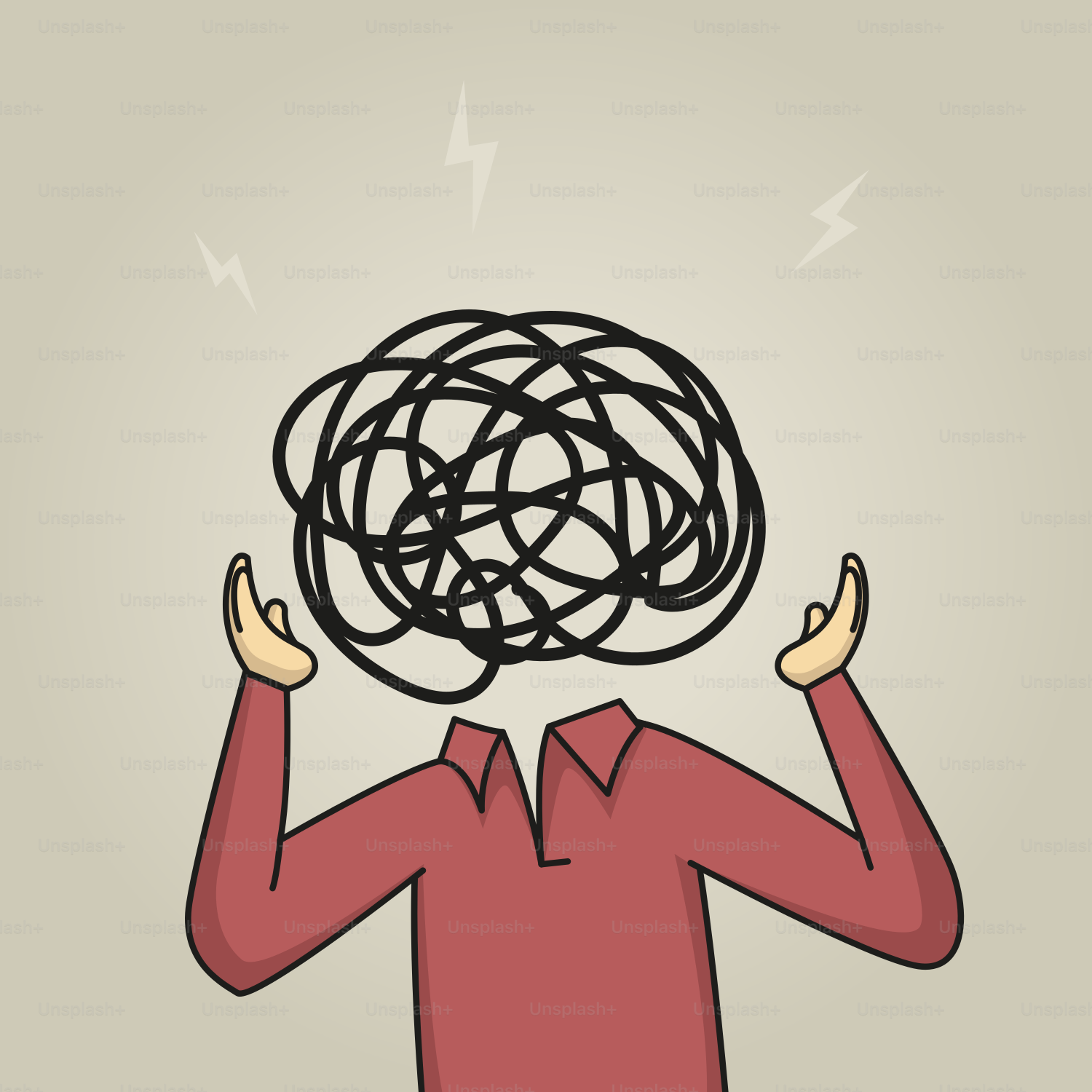 Una persona con un mechón de pelo enmarañado en la cabeza vector ...