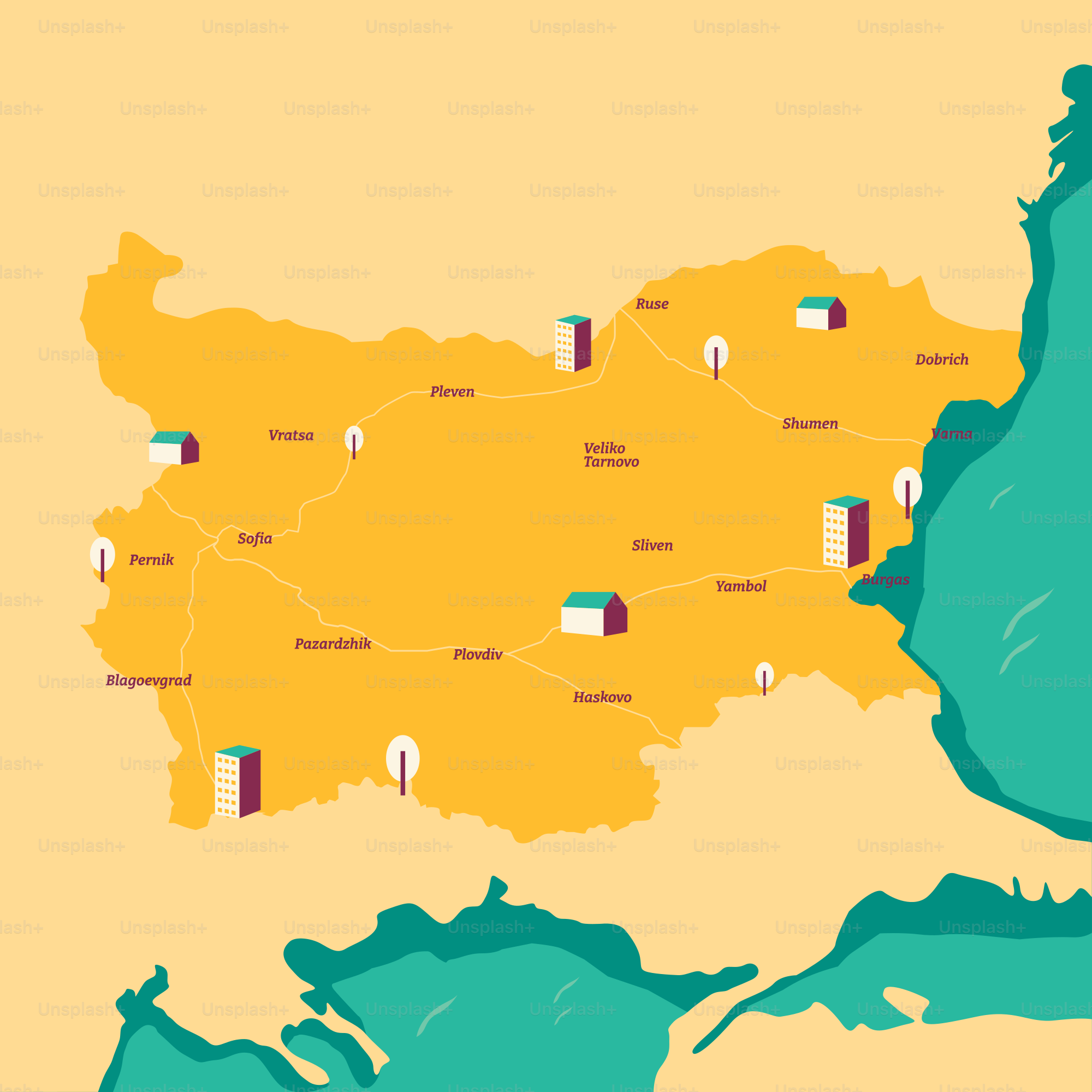 Um mapa dos Estados Unidos com bandeiras vetor – Imagem sobre Bulgária ...