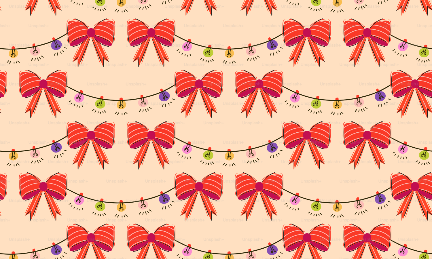 Un motivo di fiocchi rossi su una corda vettoriale – Immagine di Schema ...