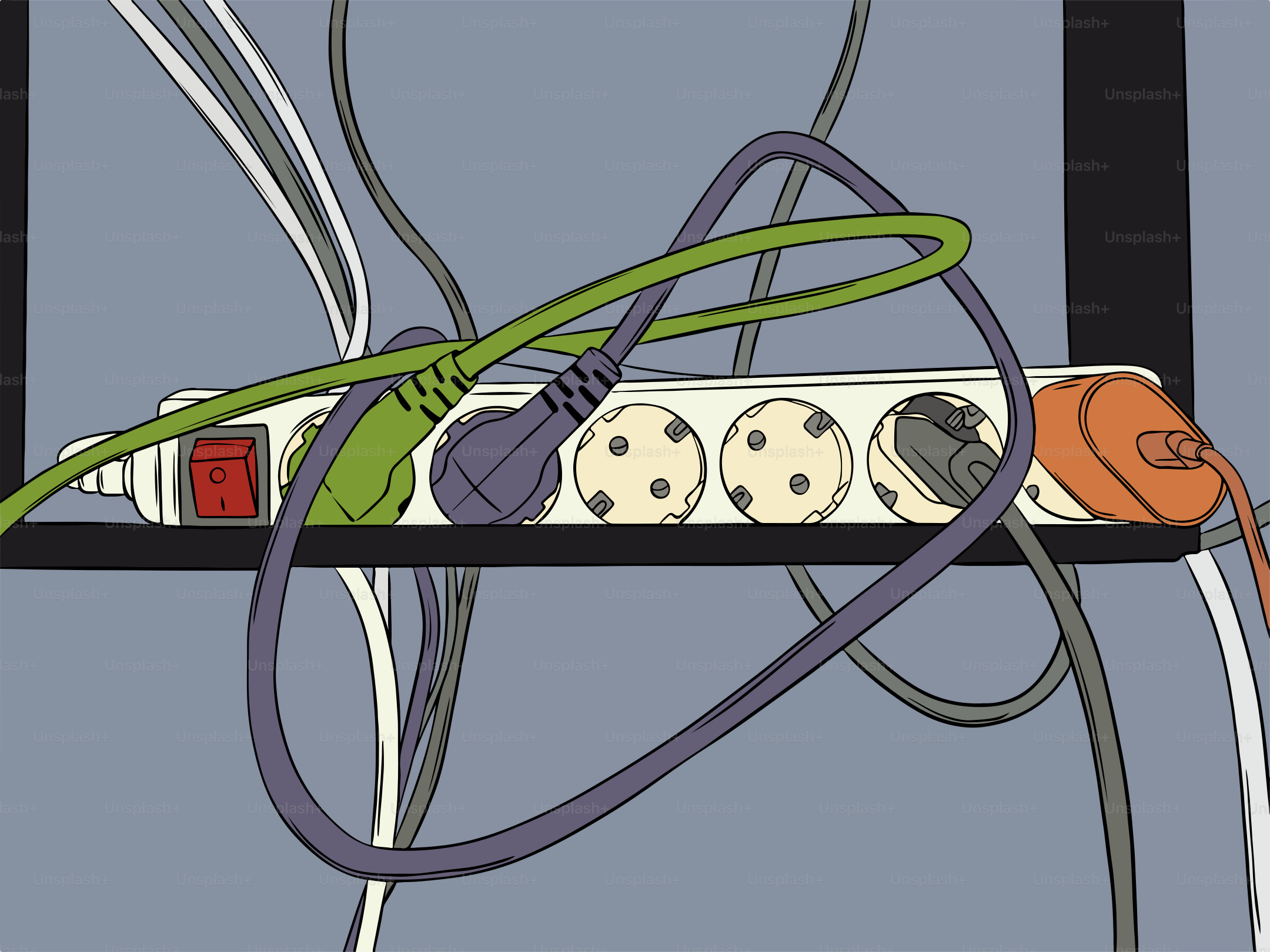 Un montón de tipos diferentes de cables eléctricos vector – Imagen de ...