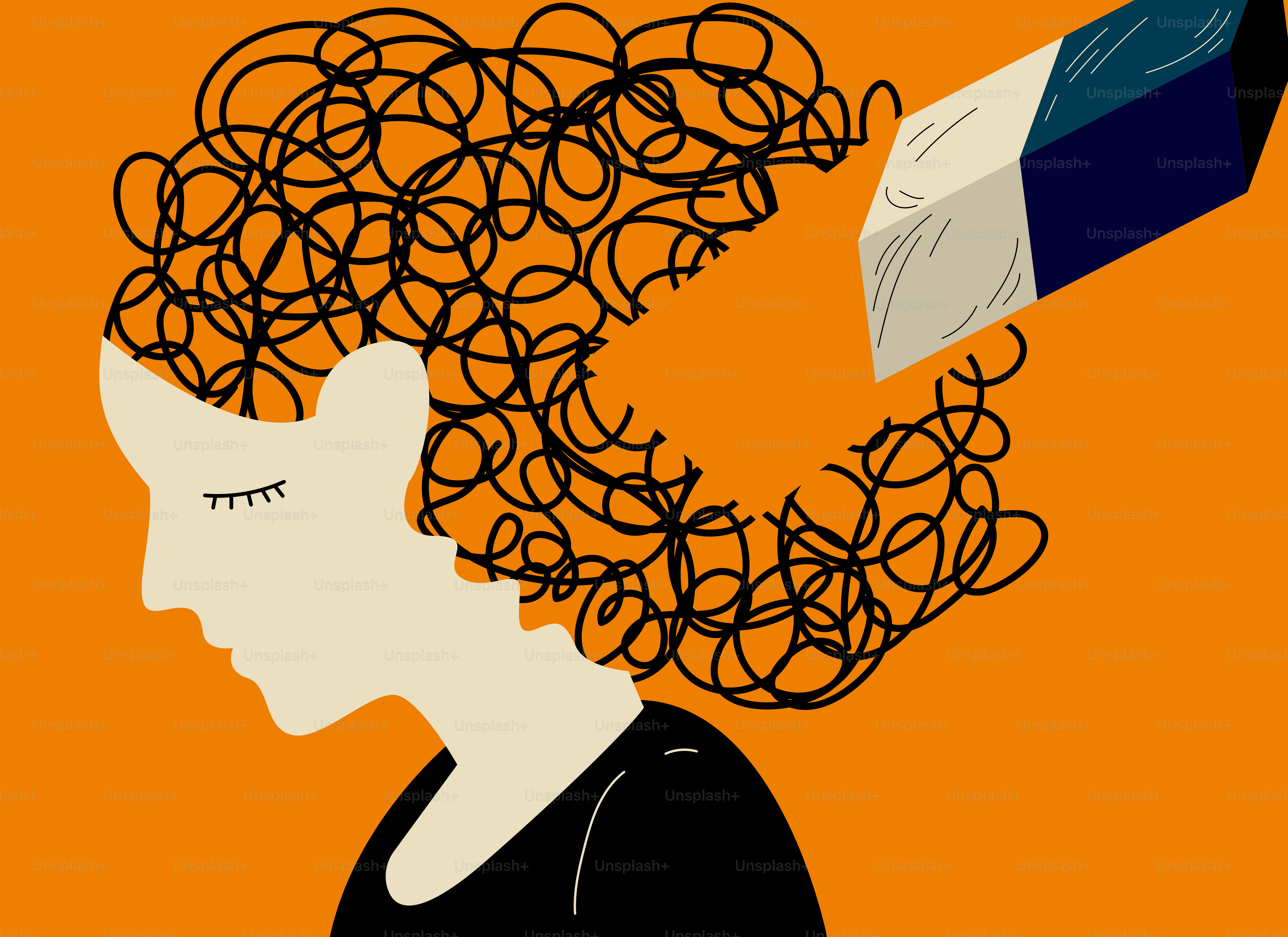 A woman with a bunch of hair on her head vector – Abstract Image on ...
