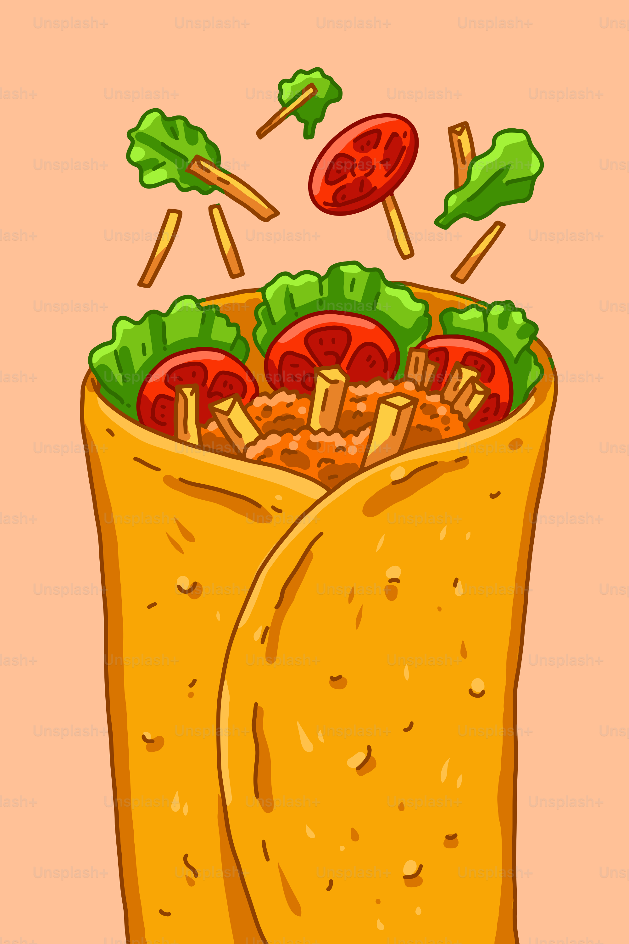 Vektor Burrito berisi selada dan tomat – Gambar Makanan di Unsplash