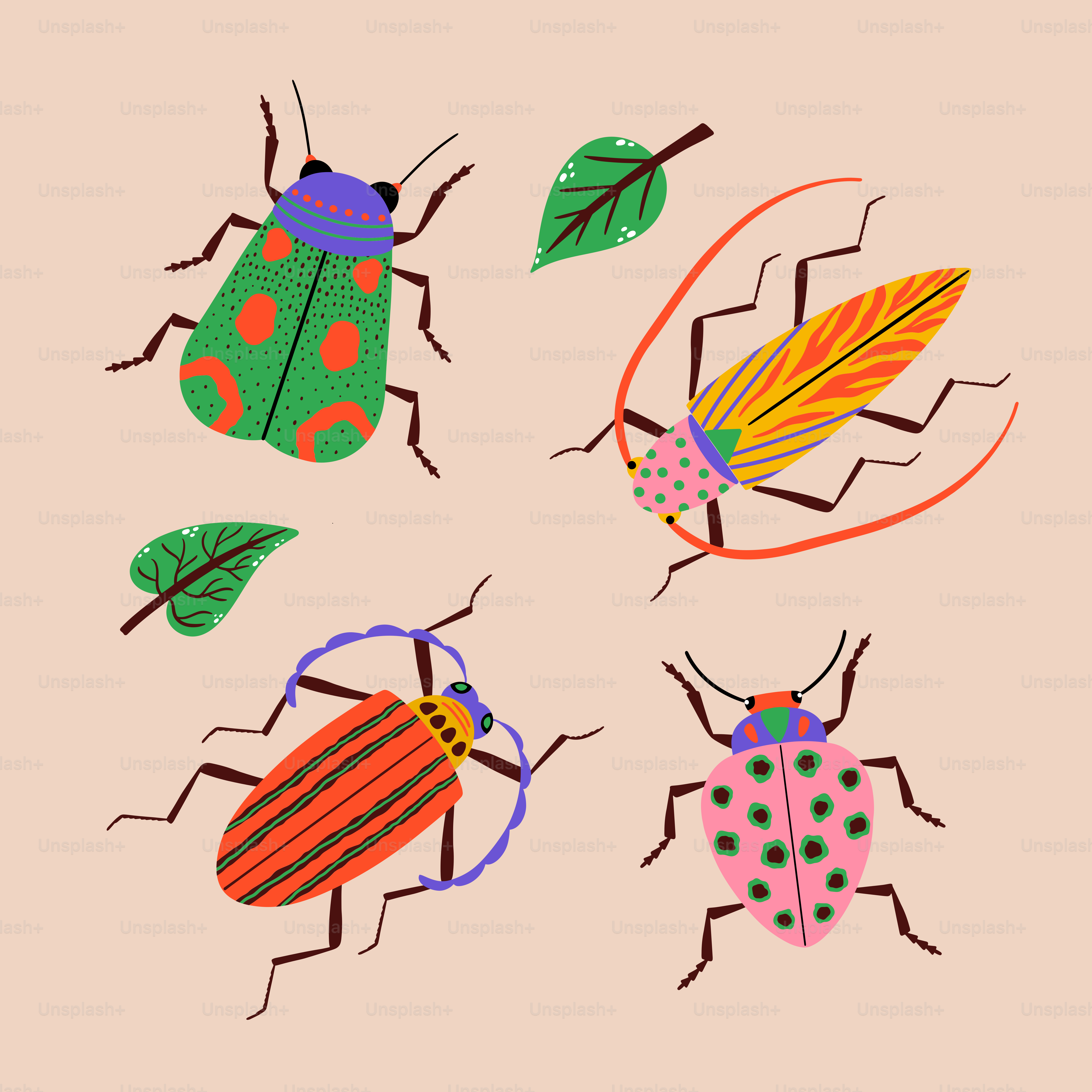 Un grupo de bichos sentados uno encima del otro vector – Imagen de ...