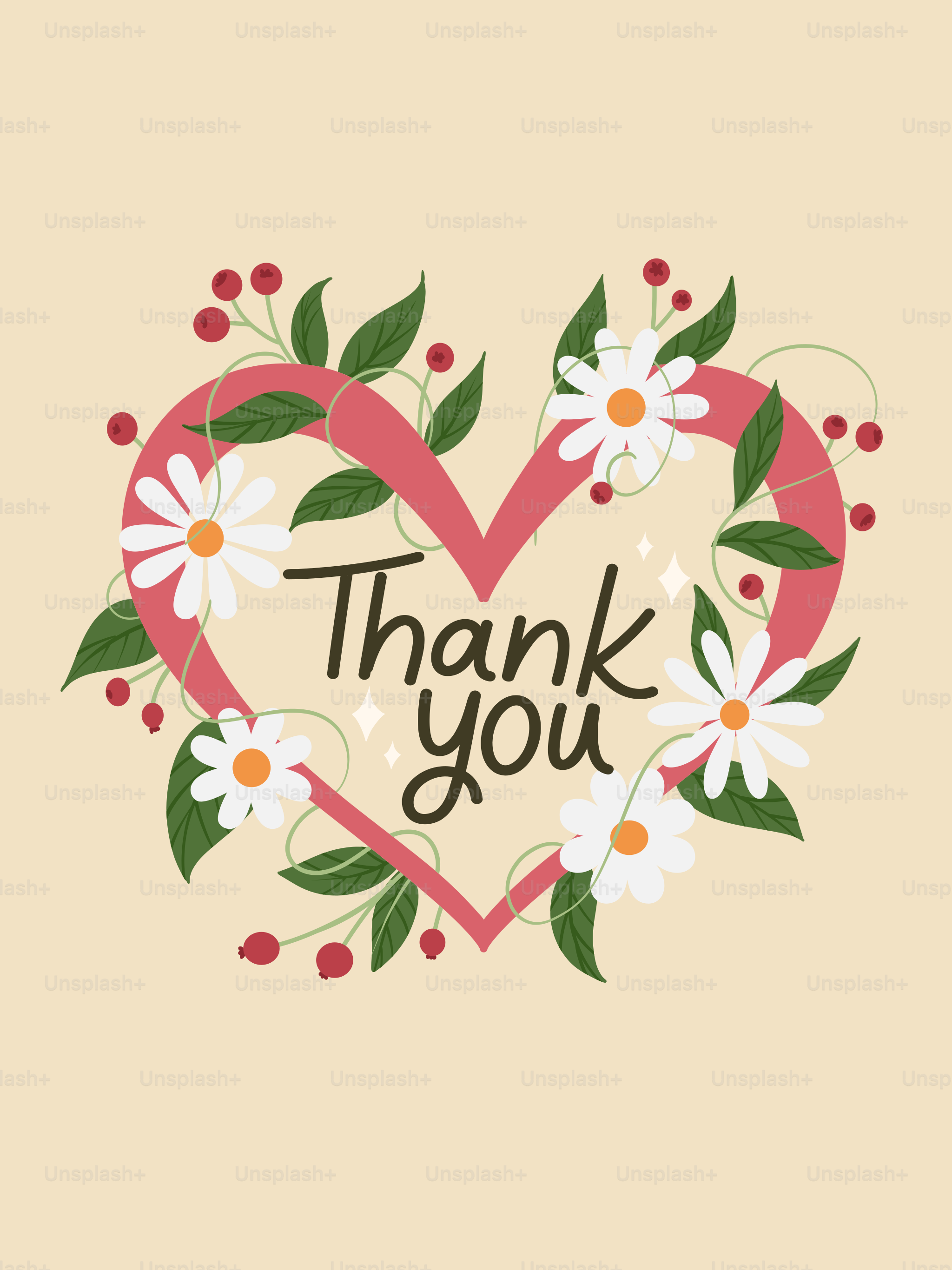 A thank card with a heart and flowers vector – Thank you Image on Unsplash