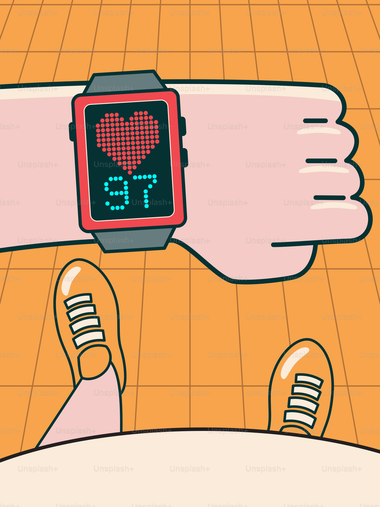 Una persona que lleva un reloj con un corazón vector – Imagen de ...