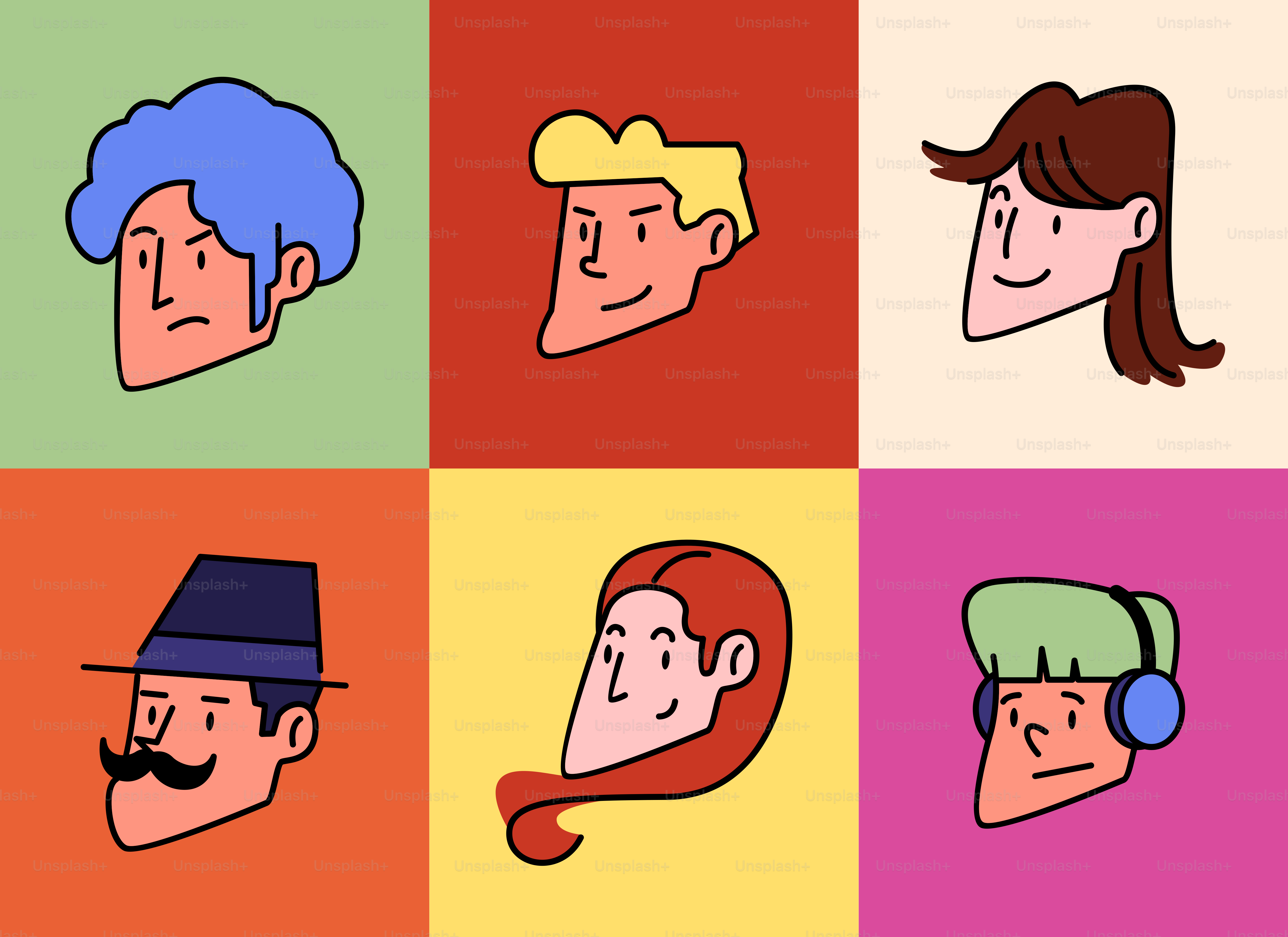 A group of people with different facial expressions vector – People ...
