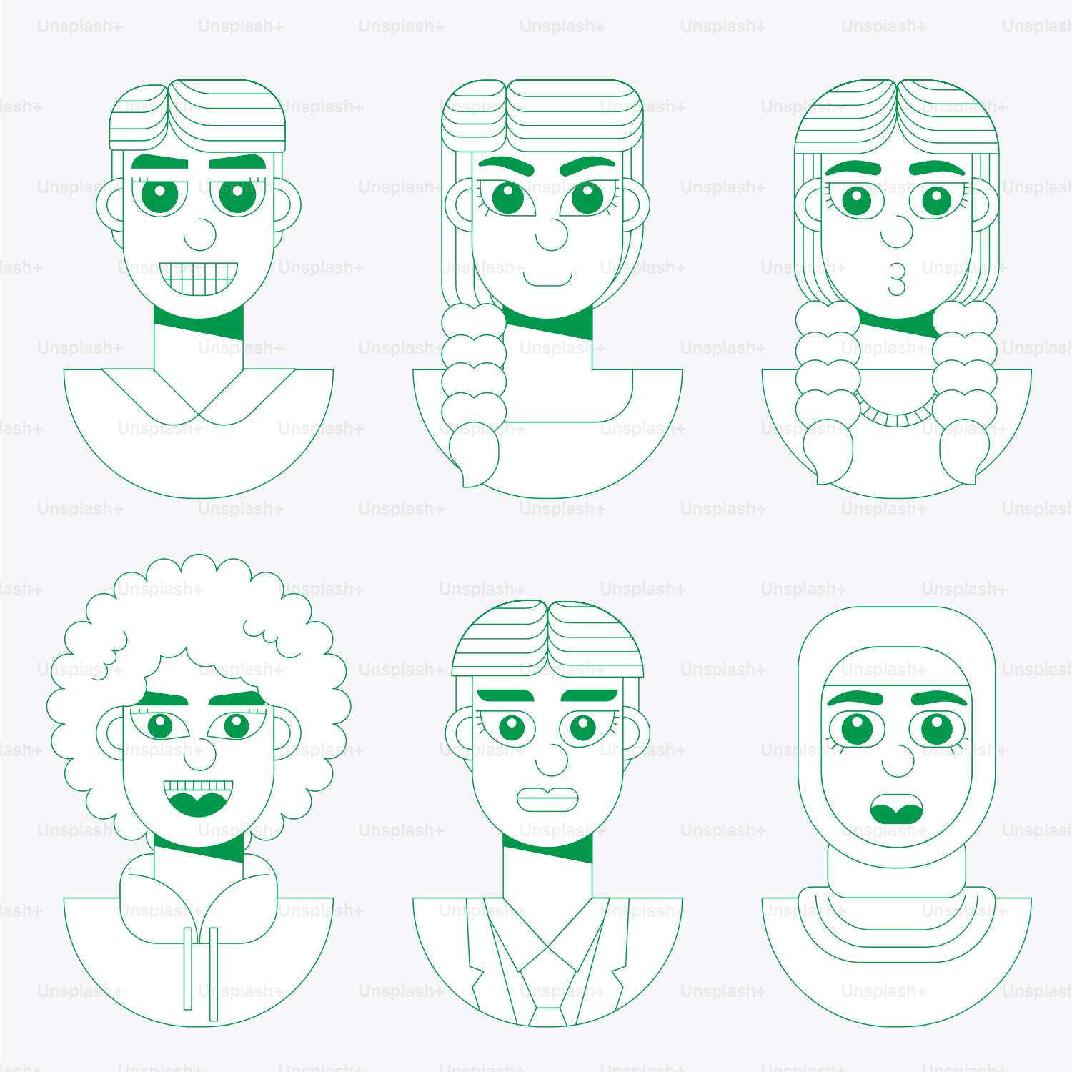 A group of people with different facial expressions vector – Icon set ...